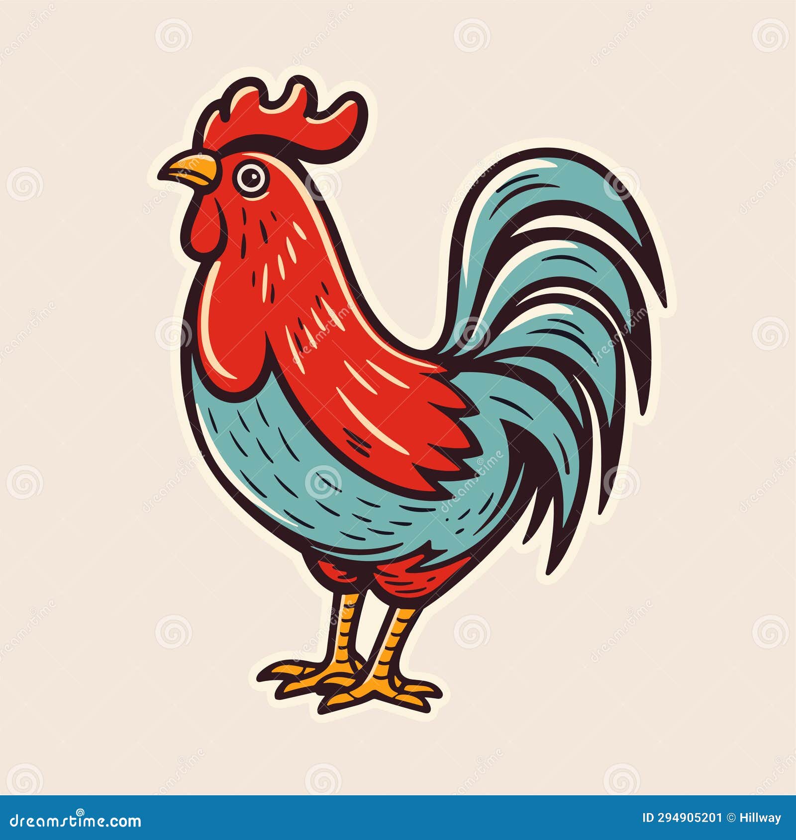 A Colored Rooster Vector Illustration Of The Stock Vector