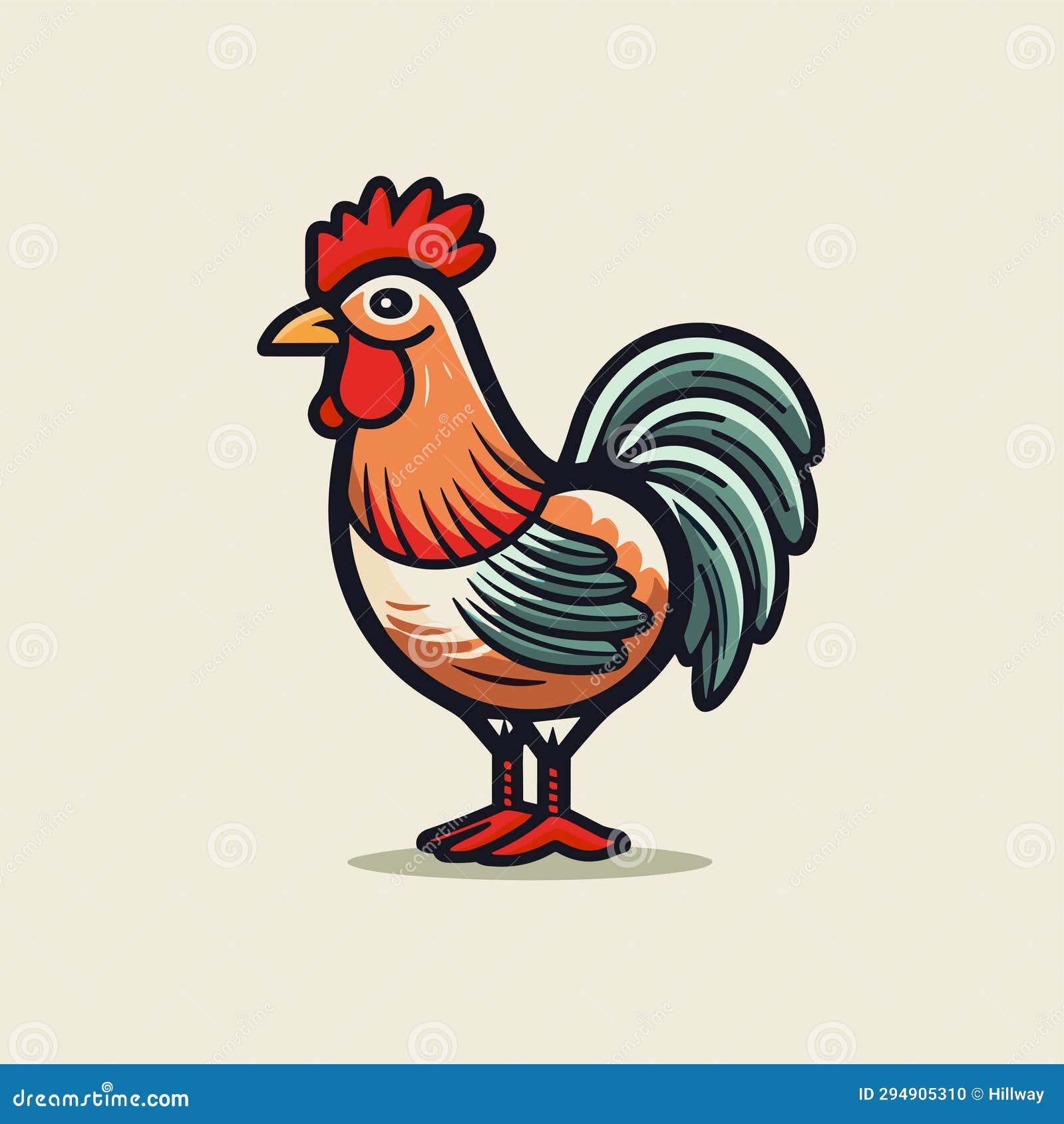 A Colored Rooster Vector Illustration Of The Stock Vector