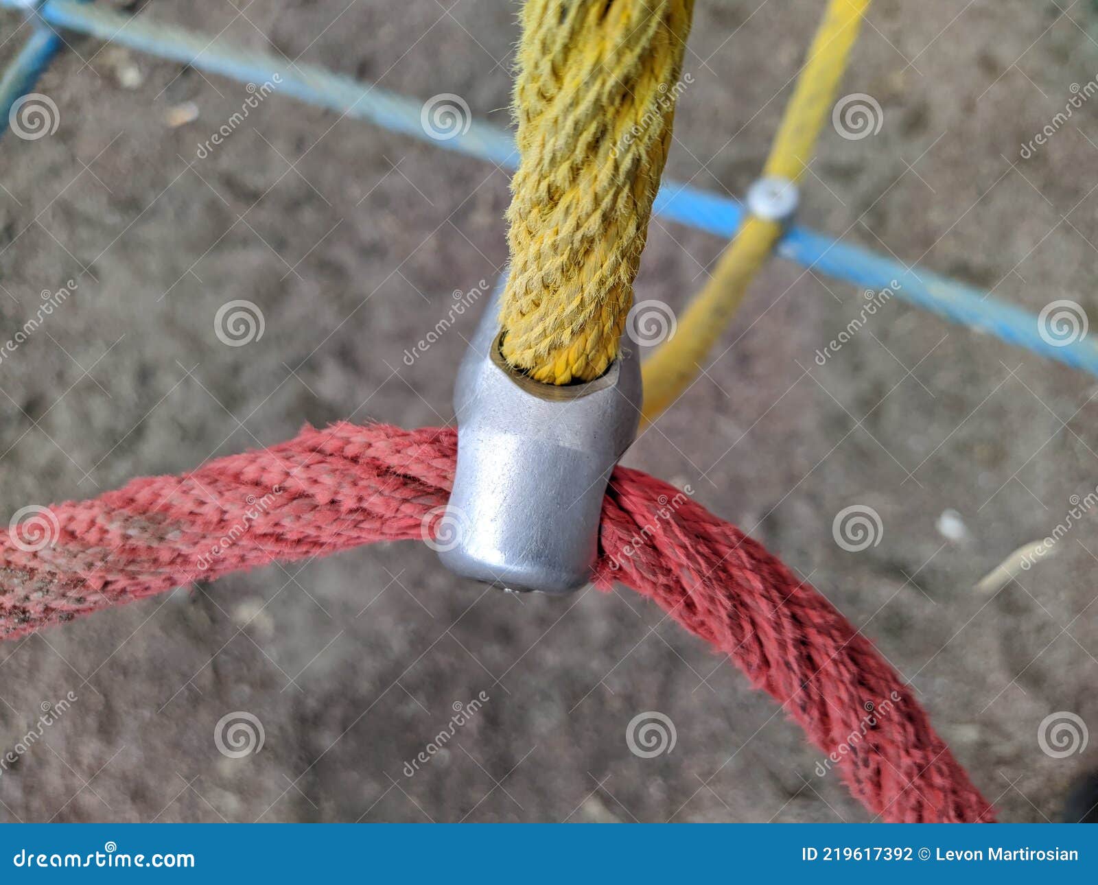 Colored Rope Cables Fastened Together with a Metal Fastener Stock Photo ...
