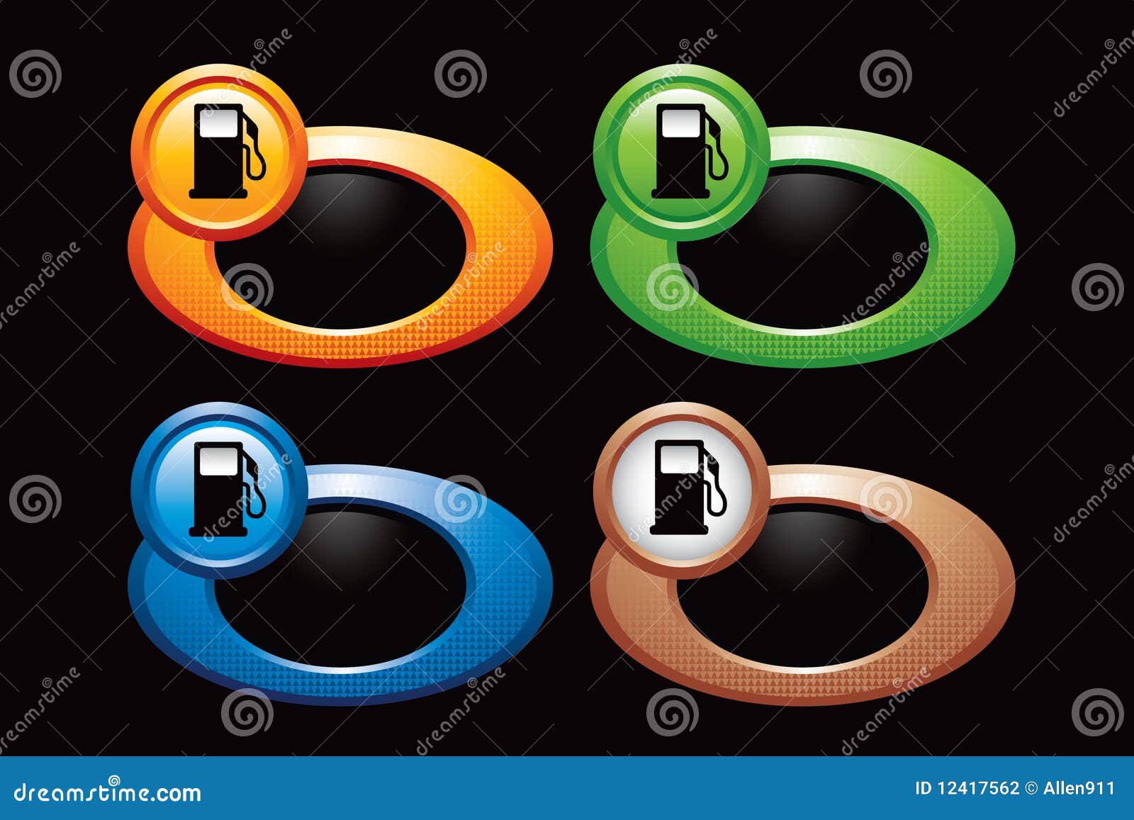 Colored Round Banners with Gas Pumps Stock Vector - Illustration of ...