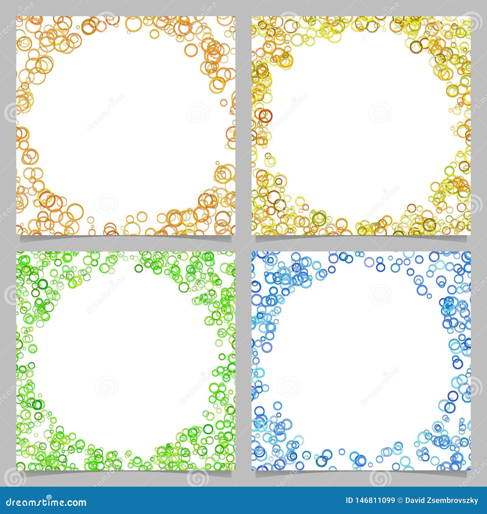Colored Round Border Background Design Set with Circles Stock Vector ...