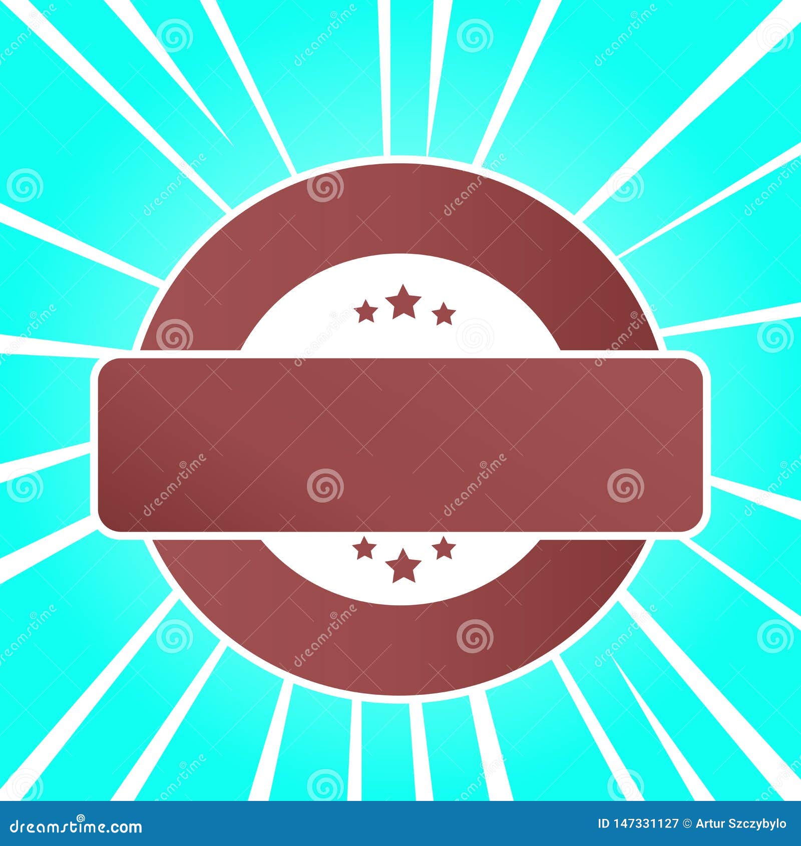 Colored Round Shape Label with Three Stars on Top and Bottom and Blank ...