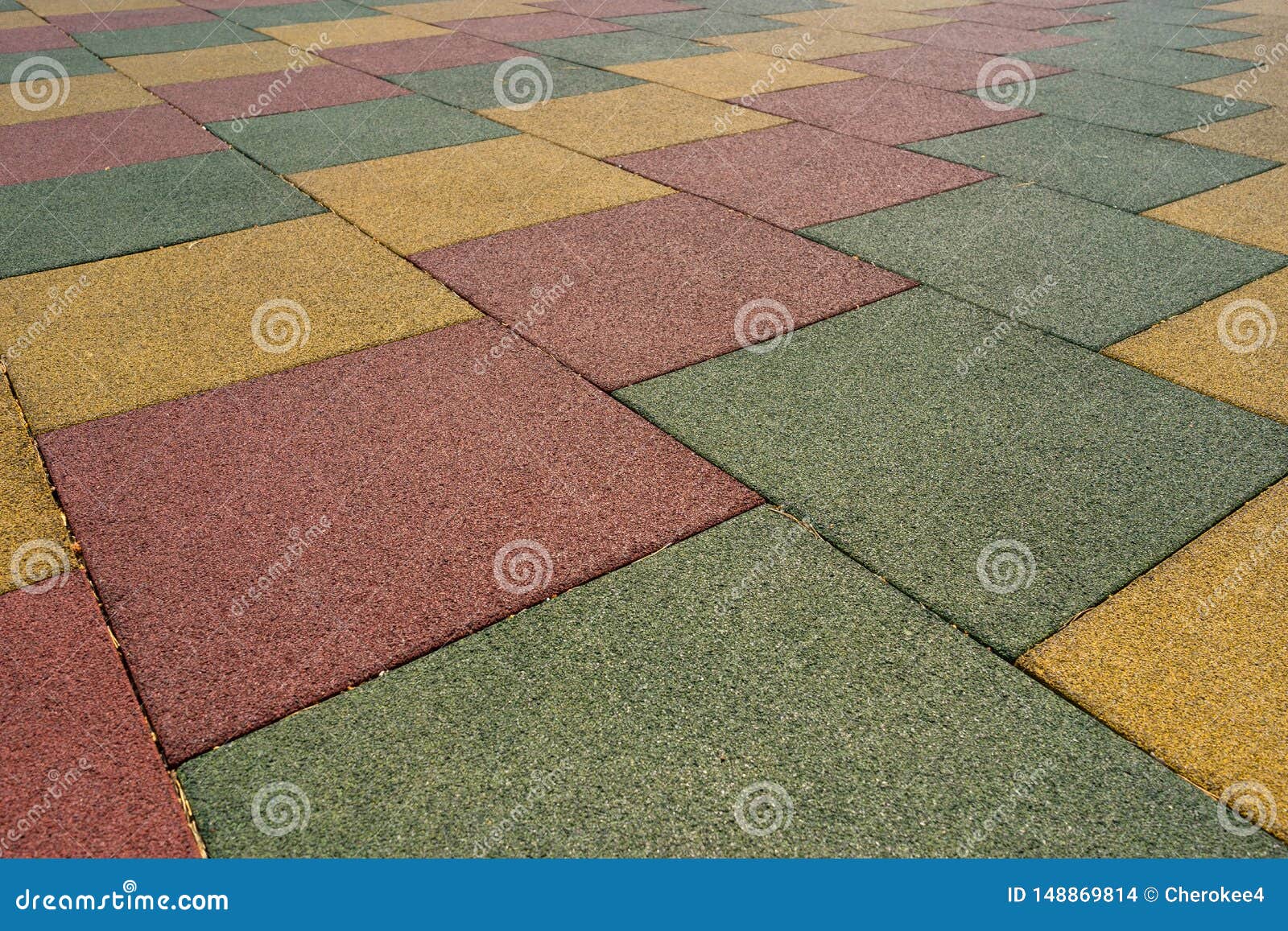 Colored Rubber Square Paving Slab for Playgrounds Close-up. Stock Photo ...