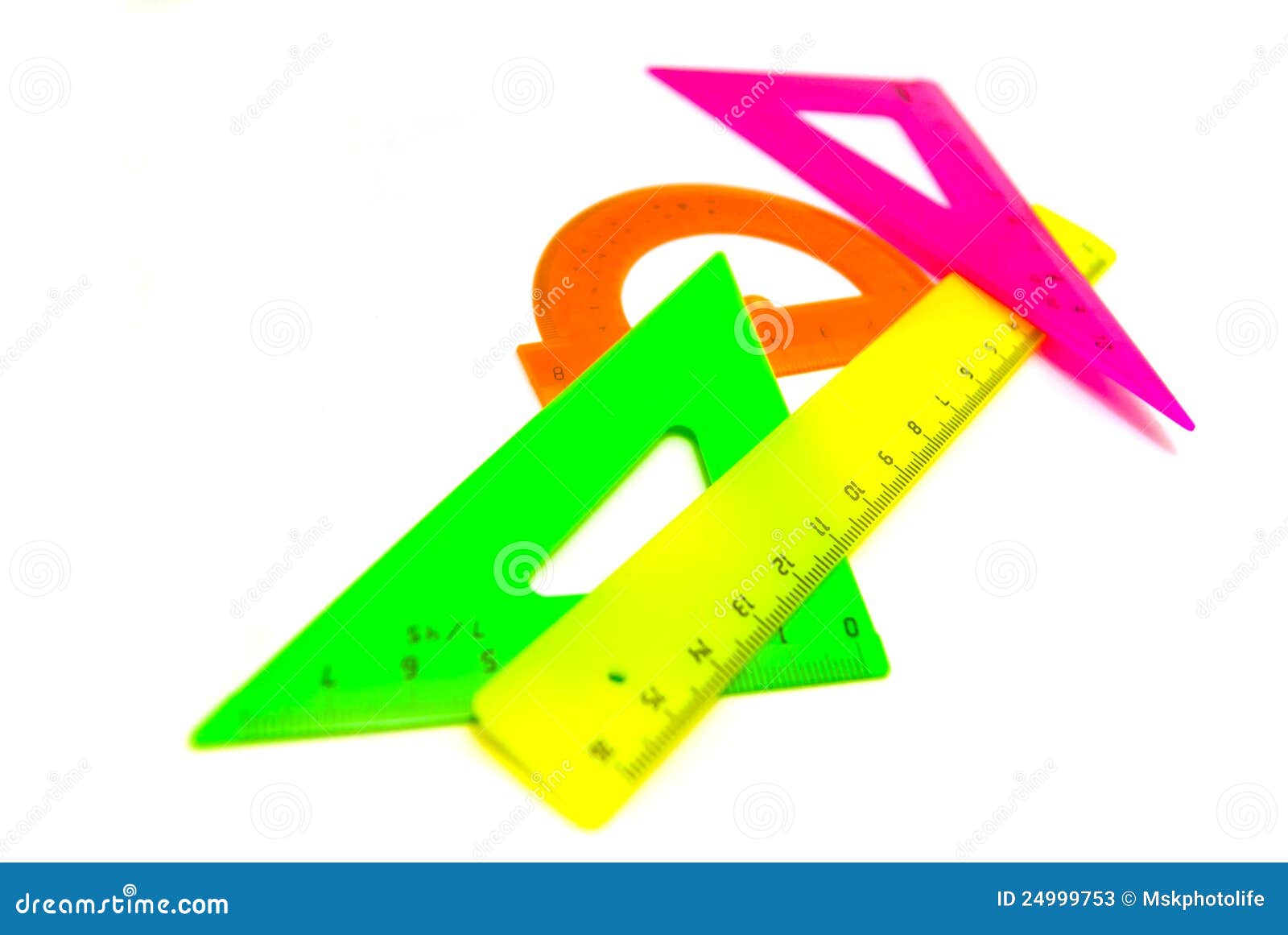 Colored Rulers Close-up on White Stock Image - Image of inch ...