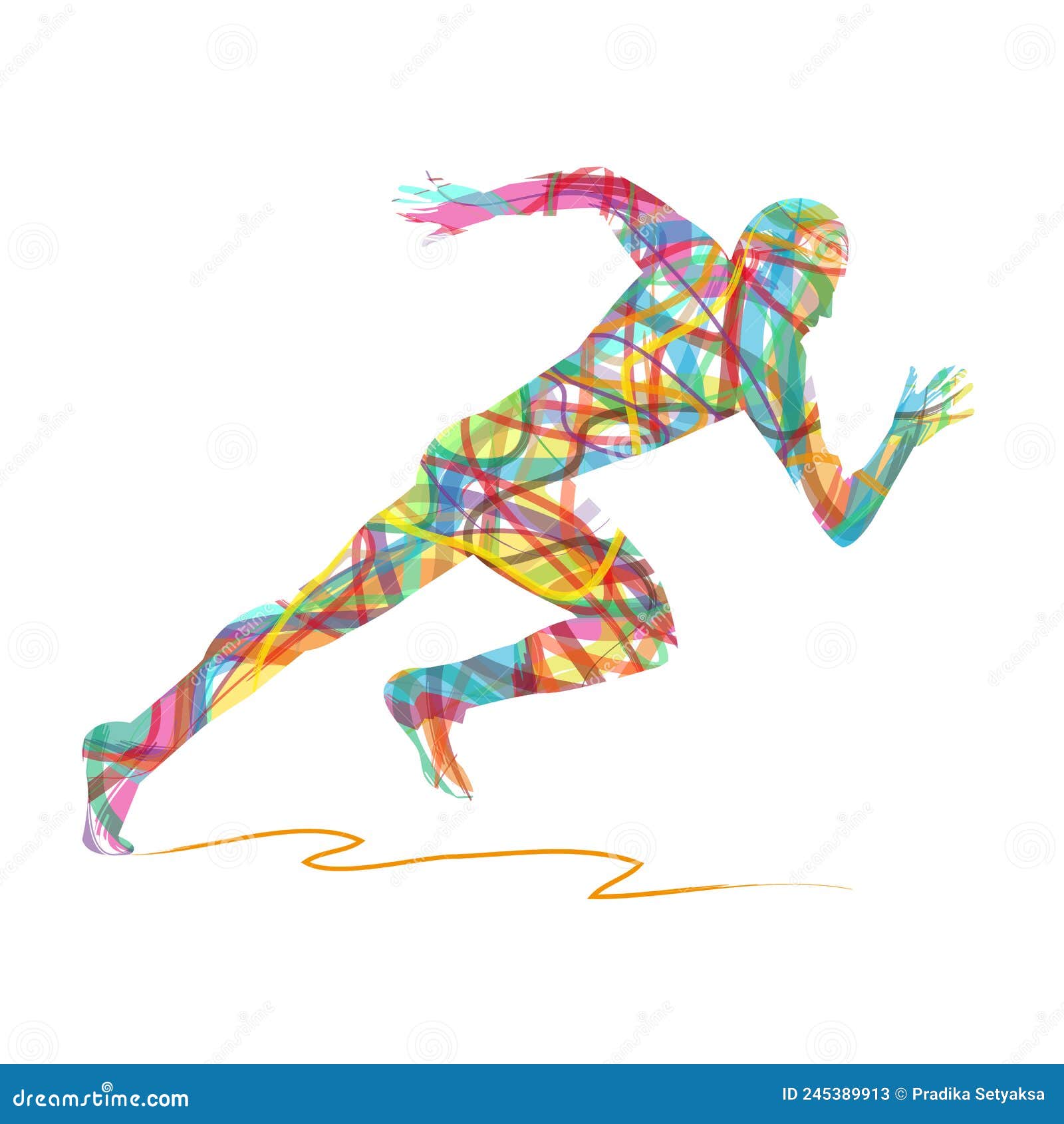 A Colored Running Man in Multi Color Ribbon Stock Vector - Illustration ...
