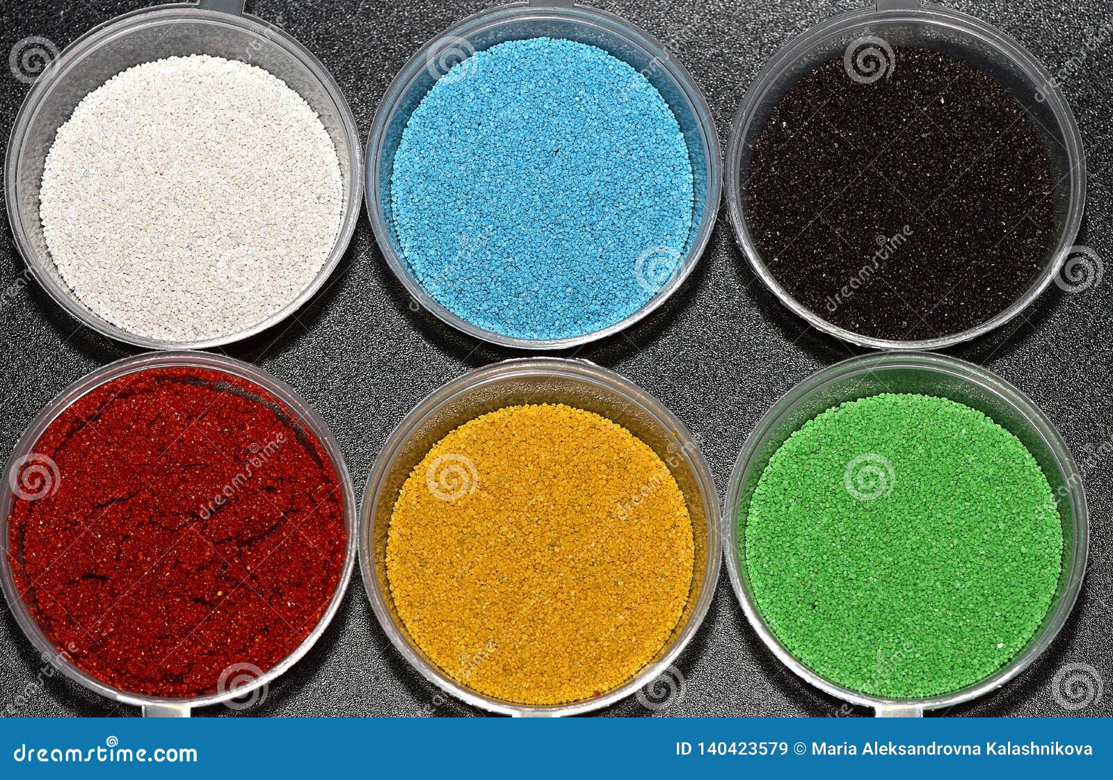 The colored sand for art stock image. Image of work - 140423579