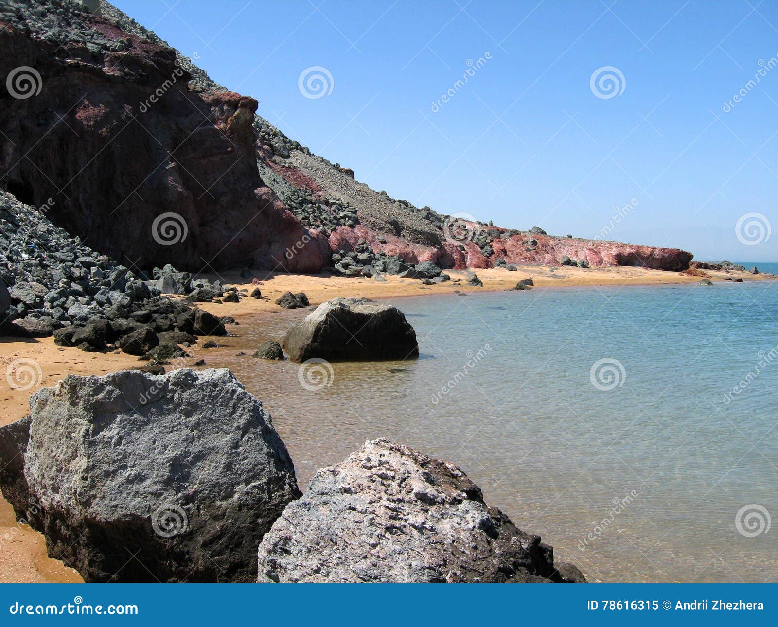 Colored Sand and Soil on a Beach, Hormoz Island, Iran Stock Image ...