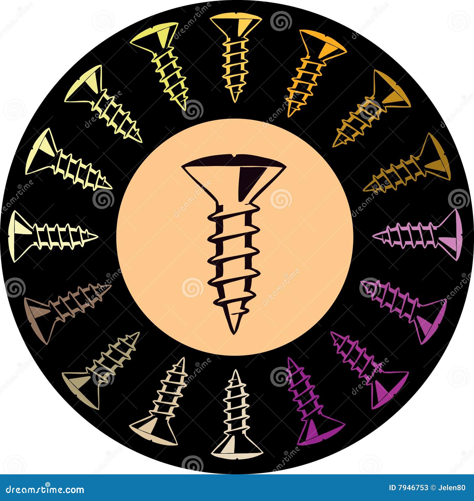 Colored Screws in the Circle Stock Illustration - Illustration of ...
