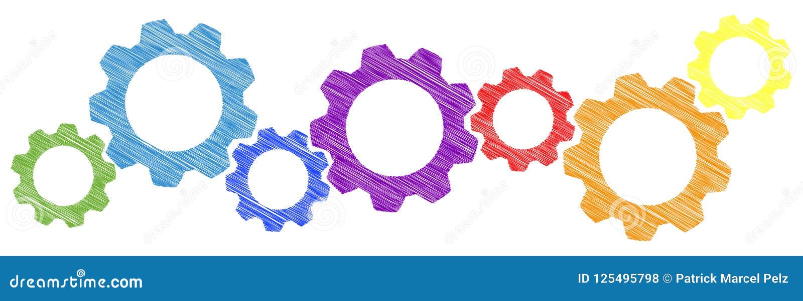 Scribble Gears for Cooperation Symbolism Stock Vector - Illustration of ...