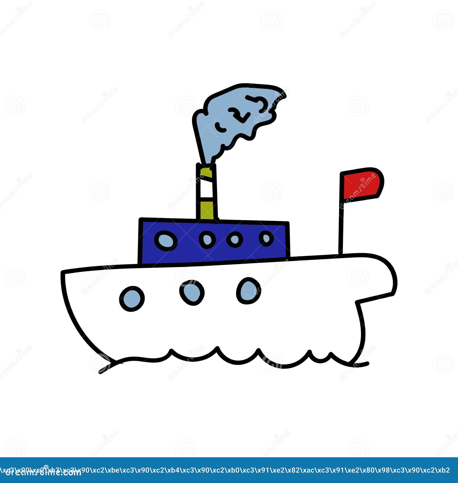 Colored Sea Ship Using Doodle Art Stock Vector - Illustration of ...