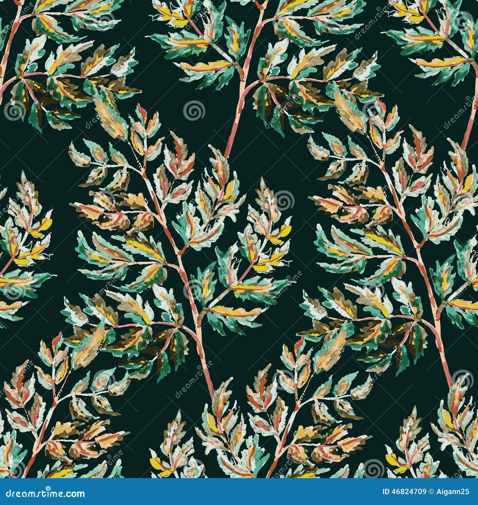 Colored Seamless Pattern of Autumn Leafs Stock Vector - Illustration of ...