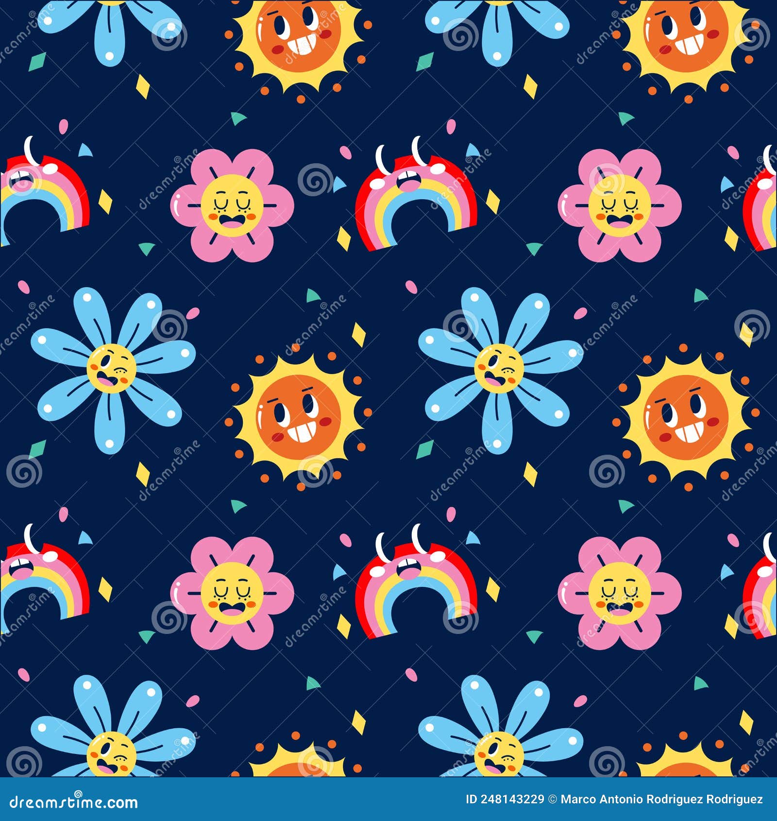 Colored Seamless Pattern Background with Different Emotes Vector Stock ...