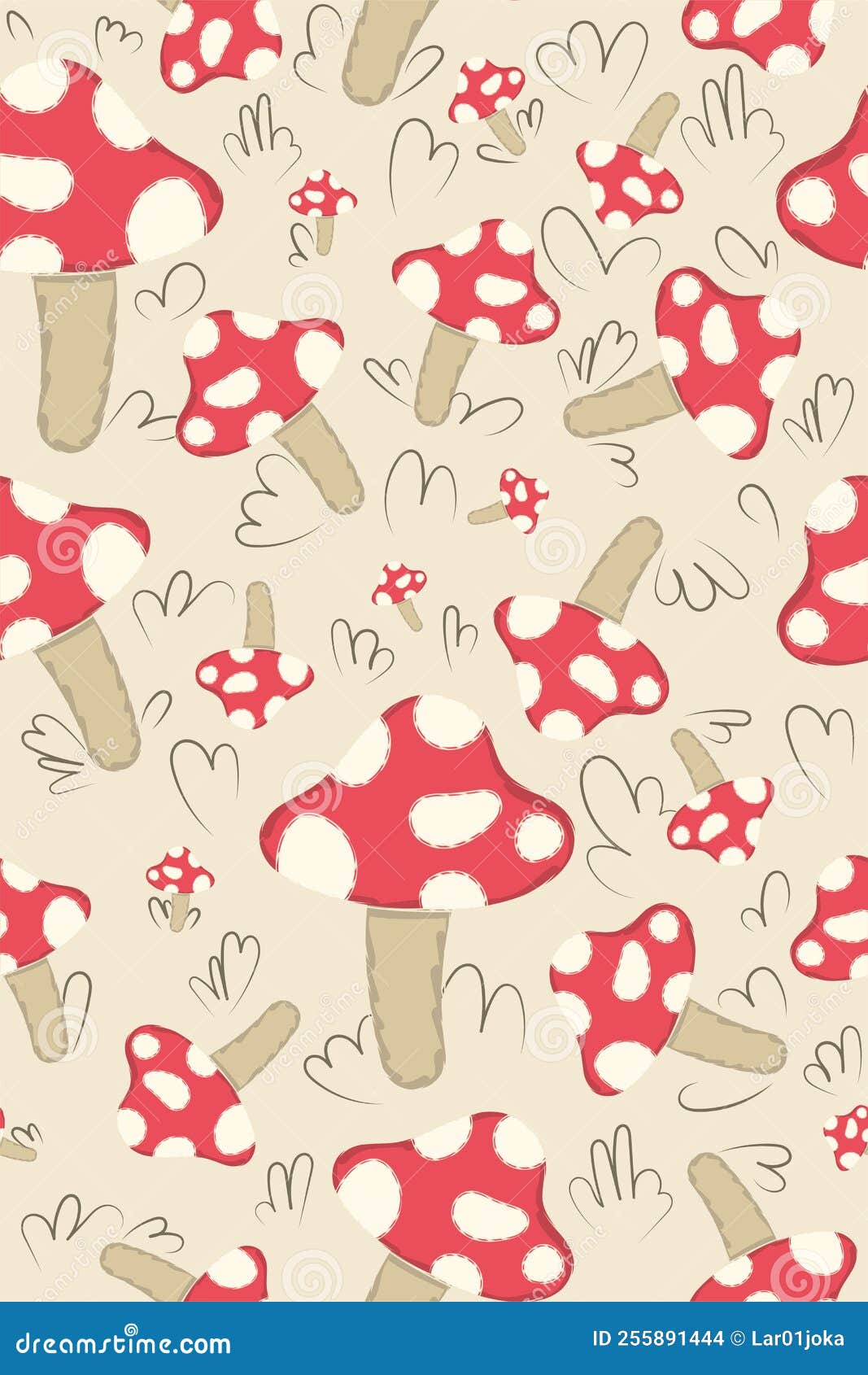 Colored Seamless Pattern Background with Mushrooms Vector Stock Vector ...