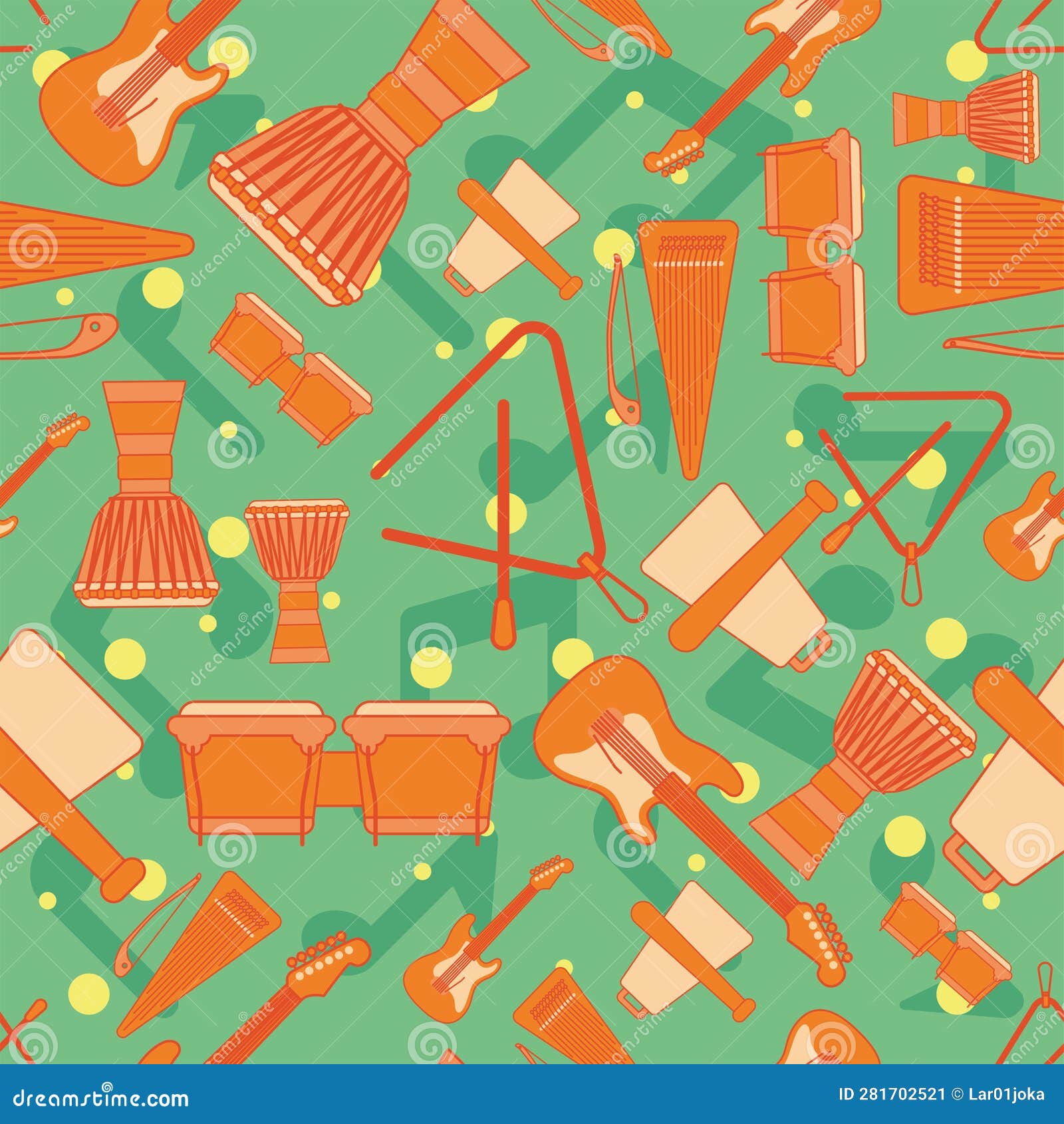 Colored Seamless Pattern Background with Musical Instruments Vector ...