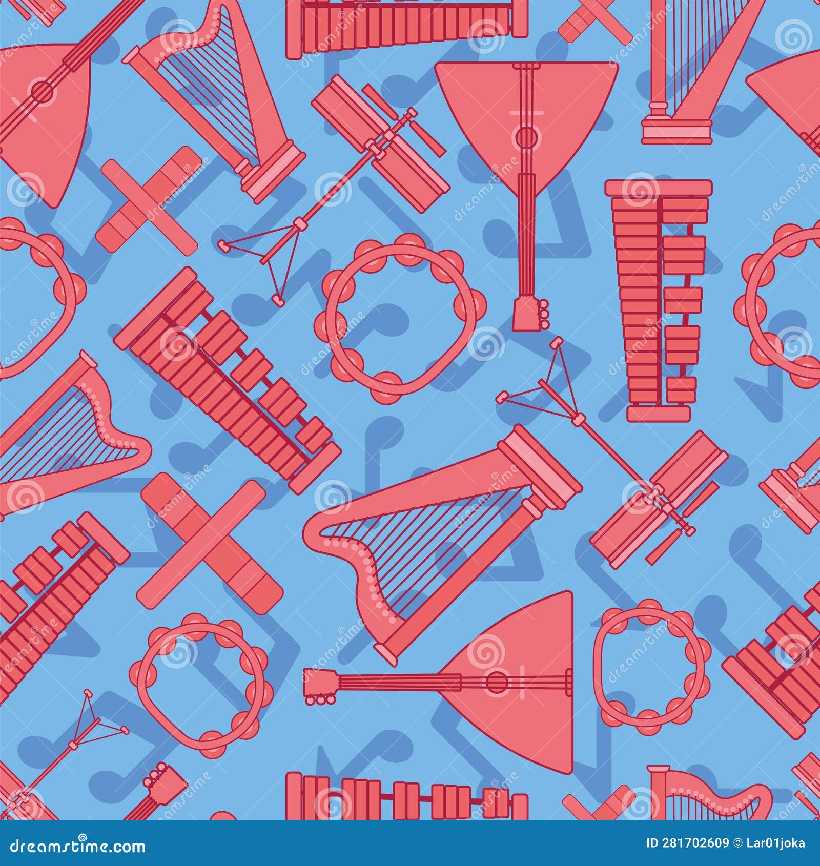 Colored Seamless Pattern Background with Musical Instruments Vector ...