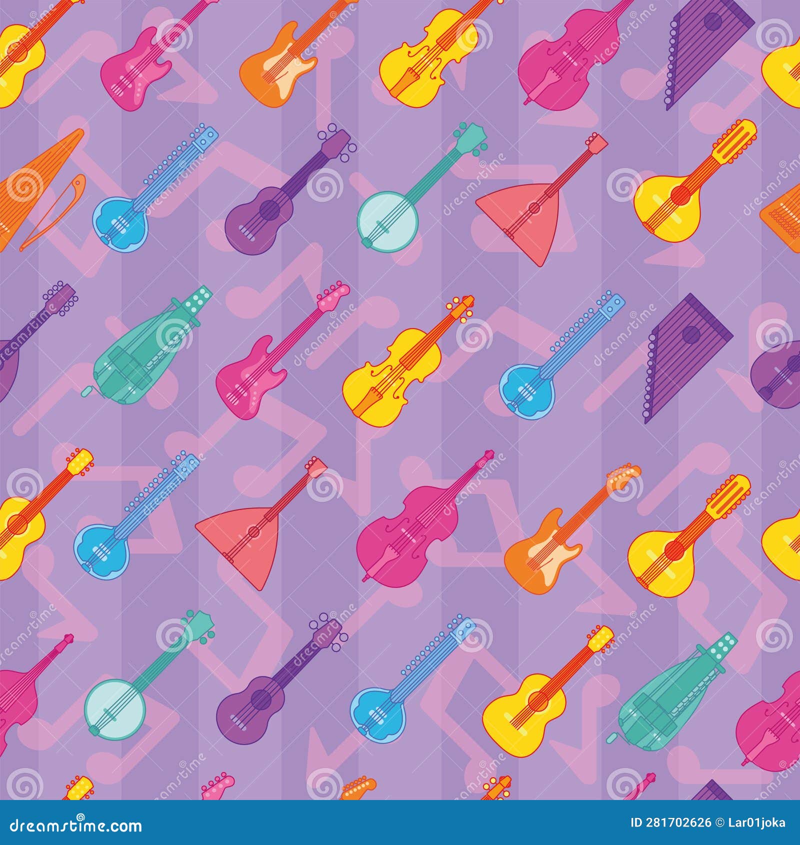 Colored Seamless Pattern Background with Musical Instruments Vector ...