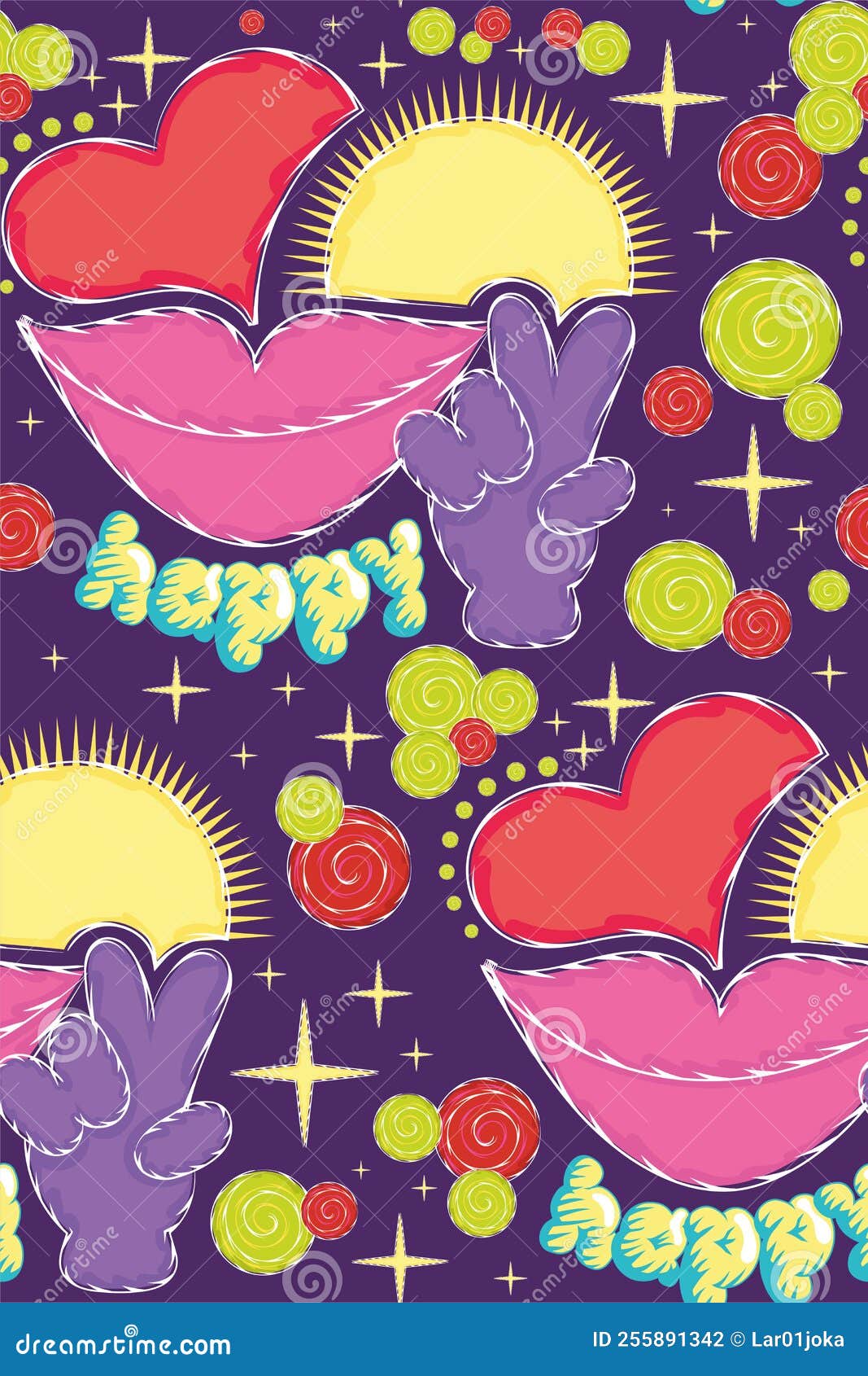 Colored Seamless Pattern Background with Pop Art Icons Vector Stock ...