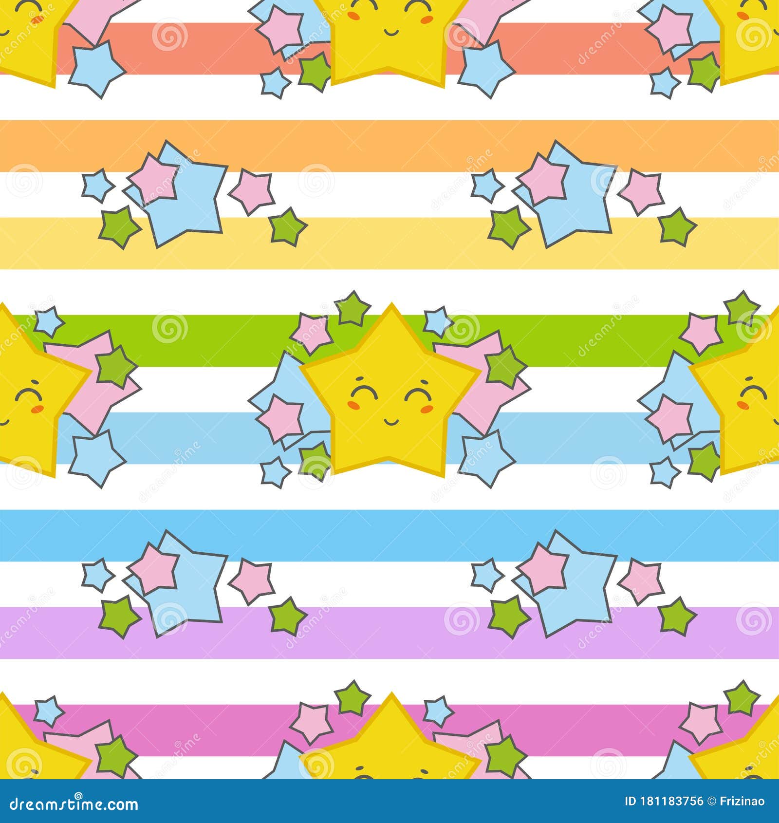 Colored Seamless Pattern with Cute Cartoon Character. Simple Flat ...