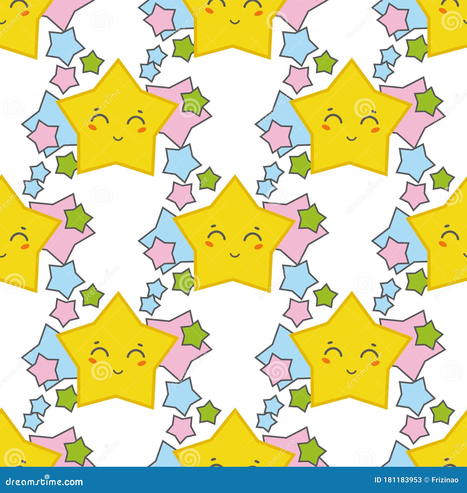 Colored Seamless Pattern with Cute Cartoon Character. Simple Flat ...