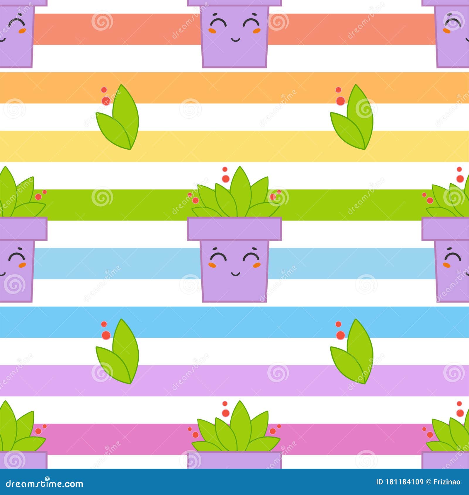 Colored Seamless Pattern with Cute Cartoon Character. Simple Flat ...