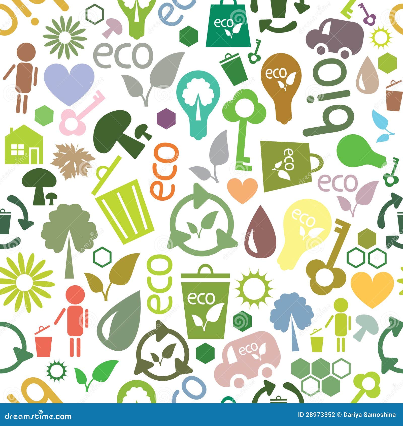 Colored Seamless Pattern of Ecological Symbols Stock Vector ...
