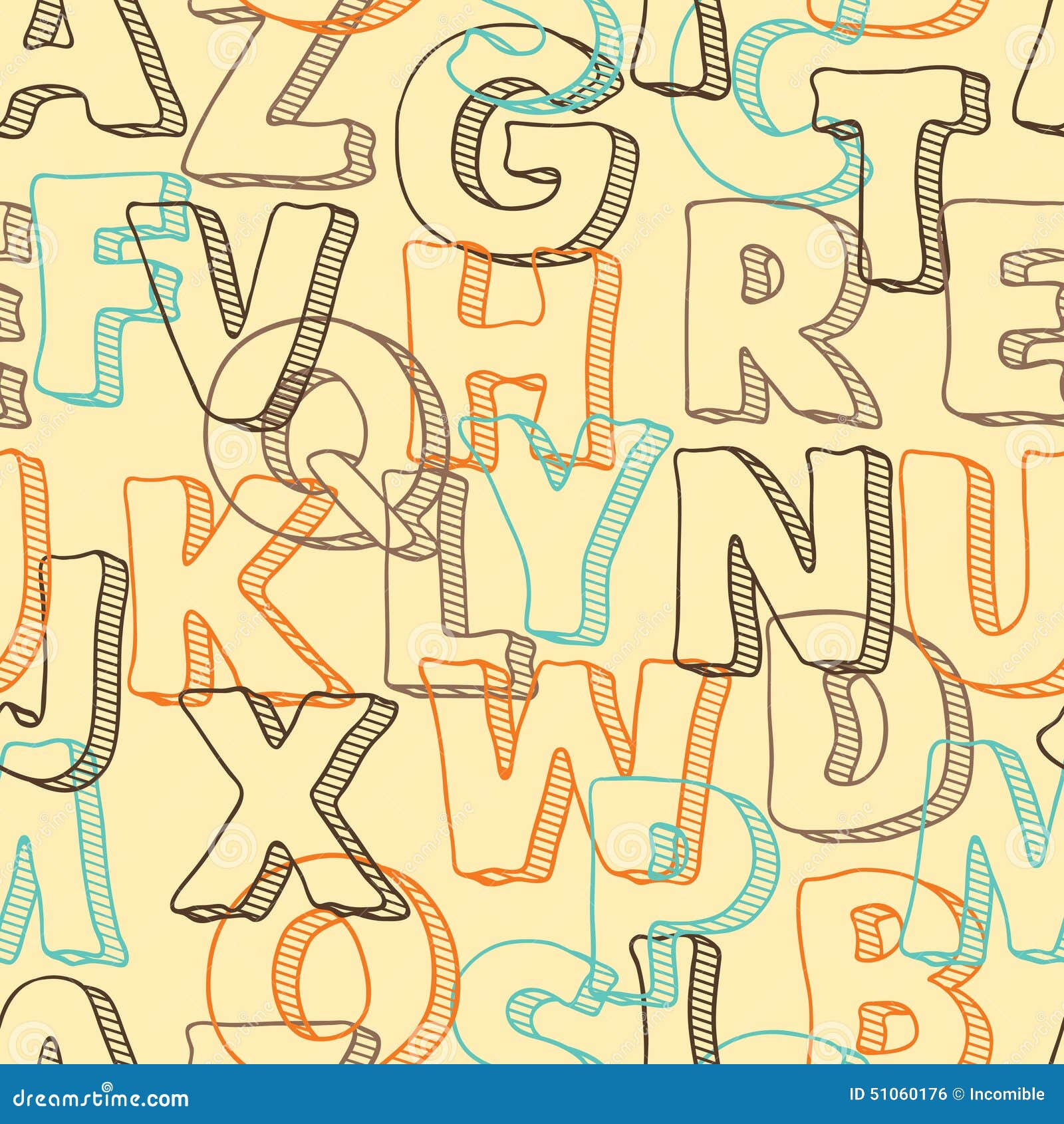 Colored Seamless Pattern with Letters of Alphabet Stock Vector ...