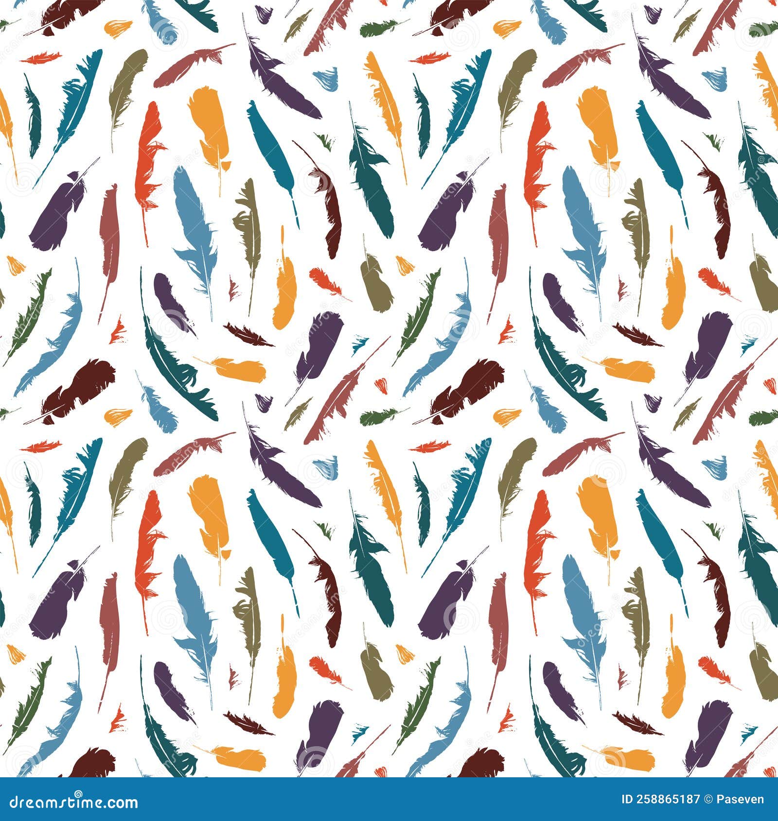 Colored Seamless Vector Pattern with Boho Feathers Stock Vector ...