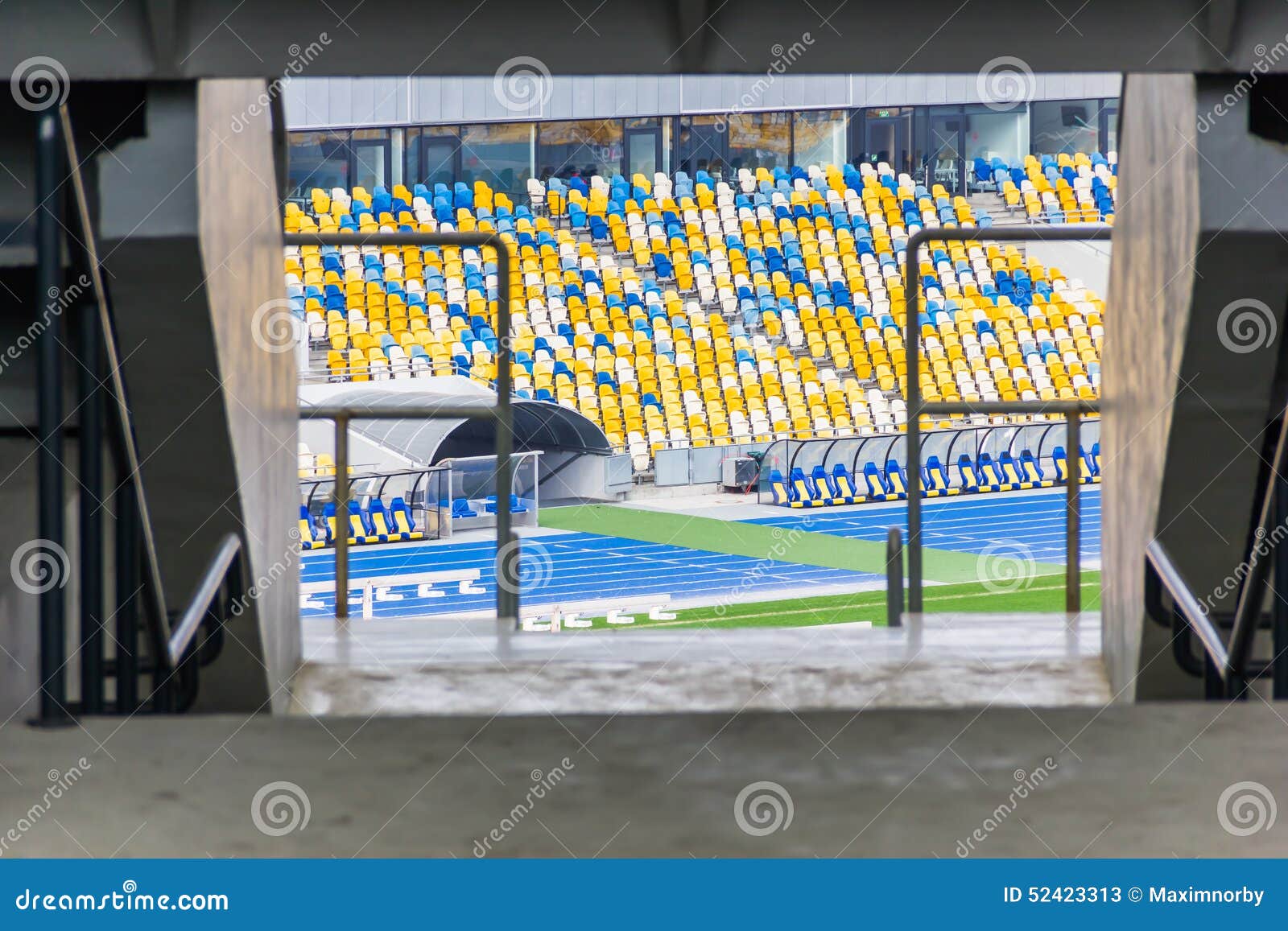 Colored Seats on the Big Stadium Stock Image - Image of football ...