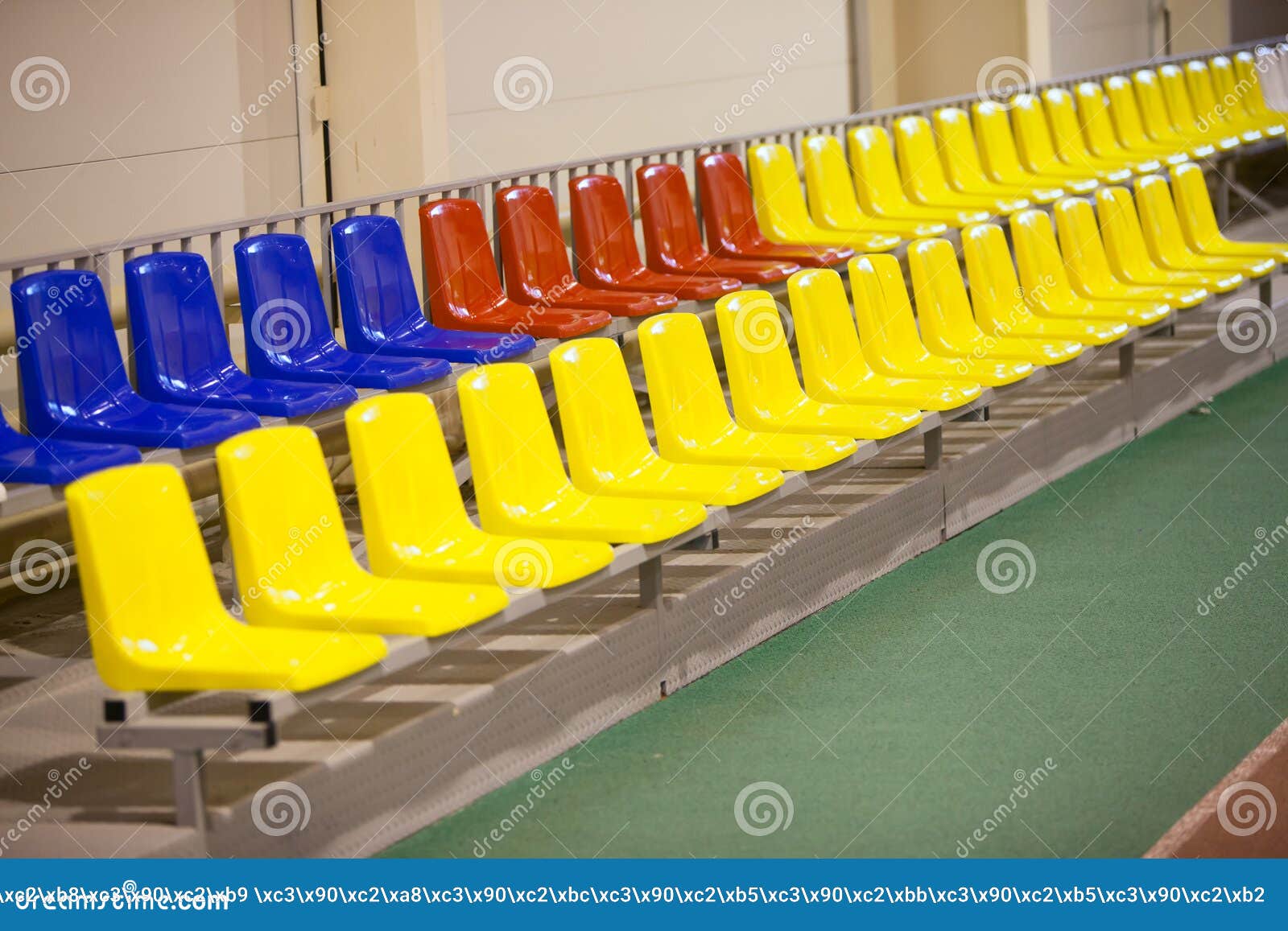 Colored Seats at a Stadium in the Room Stock Image - Image of game ...