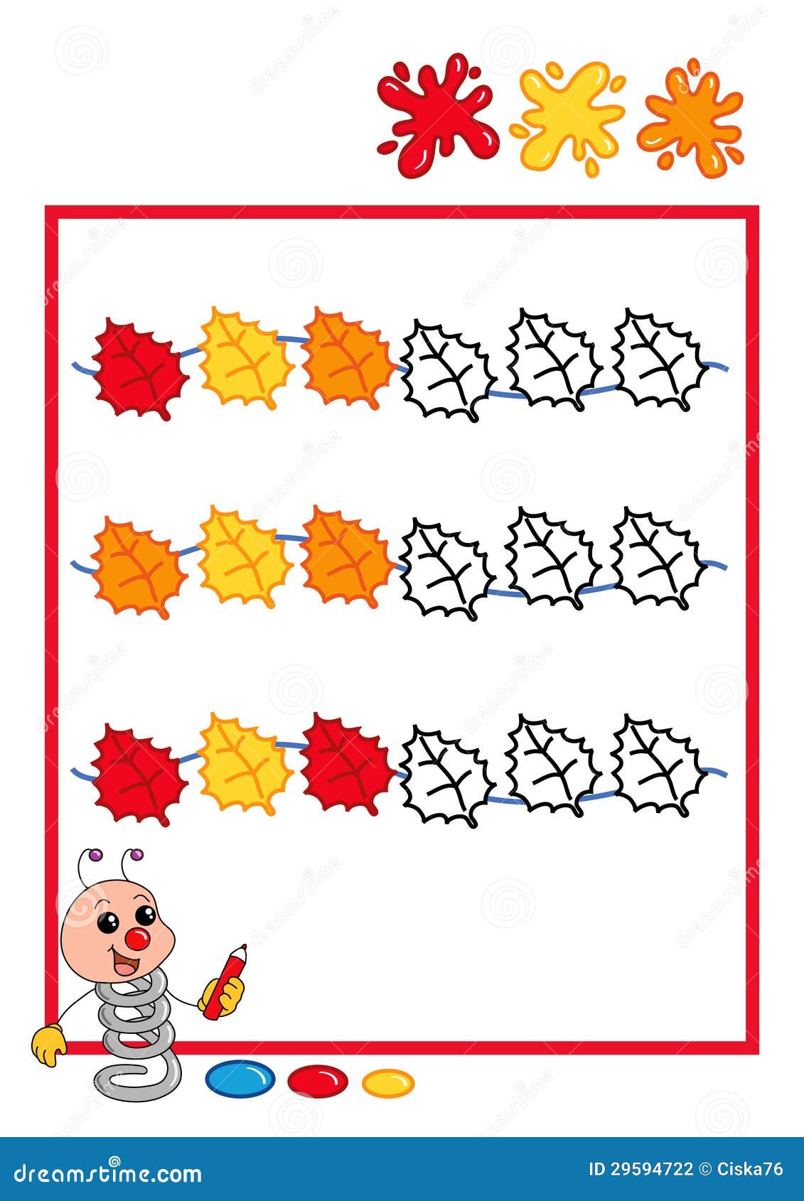 Colored sequence, leaf stock illustration. Illustration of instructive ...