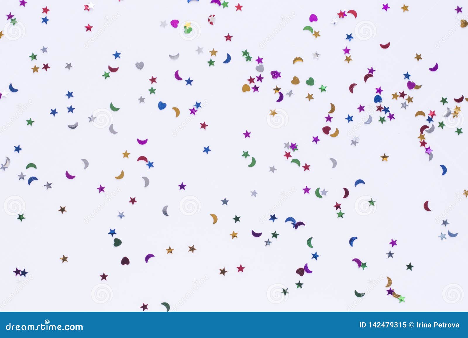 Colored Sequins of Different Shapes on White Background Stock Image ...