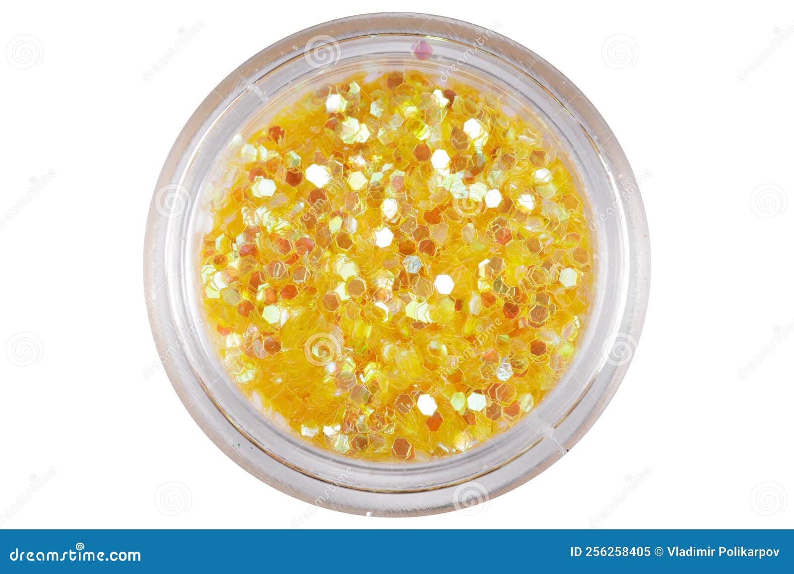 Colored Sequins in a Plastic Jar Isolated on a White Stock Image ...