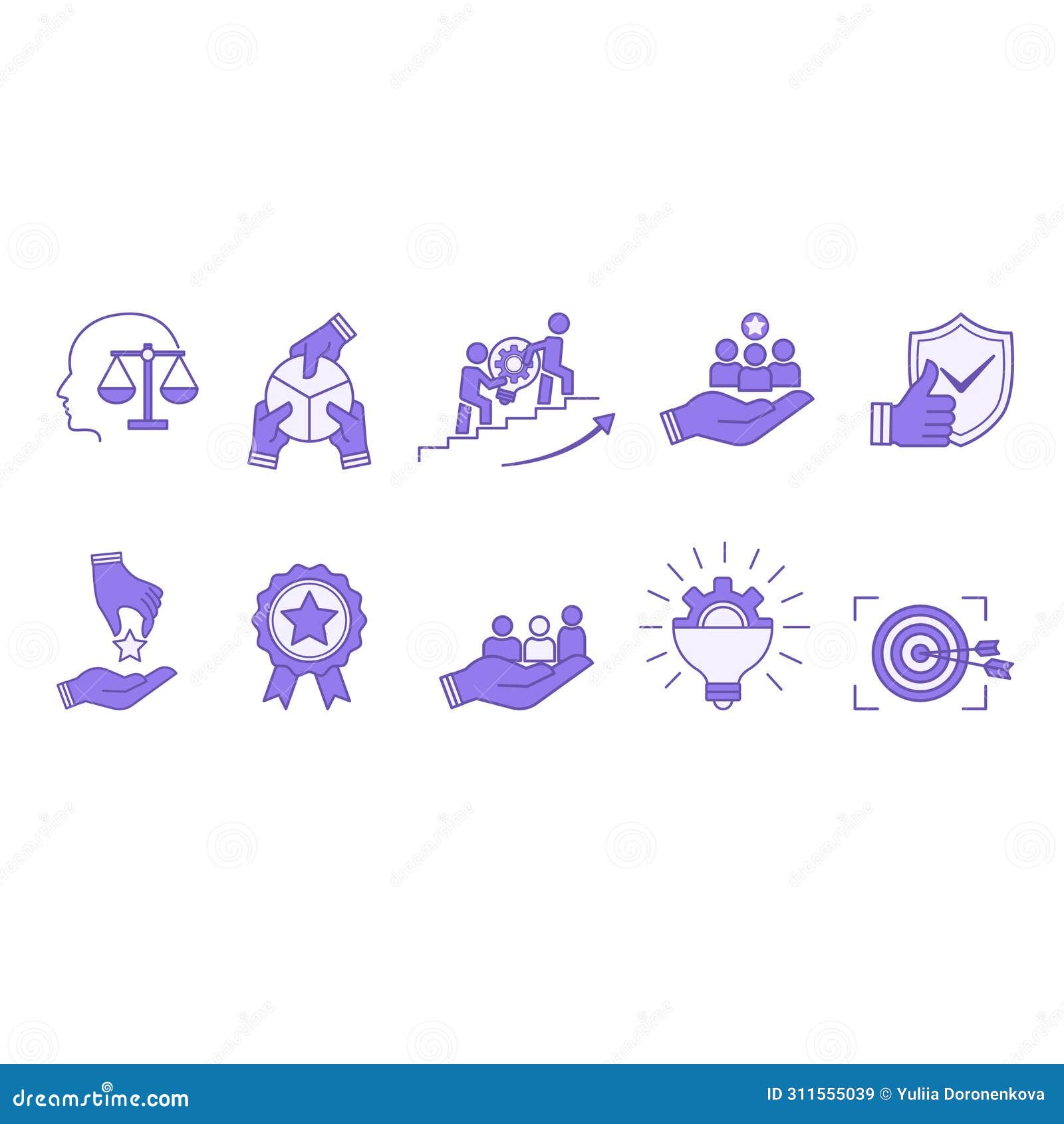 Commitment To Innovation Icons Set Outline Vector. Passion Trust Vector ...