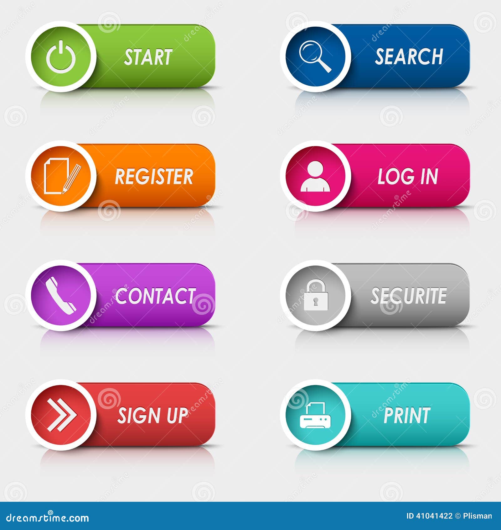 Colored Set Rectangular Web Buttons Template Stock Vector ...