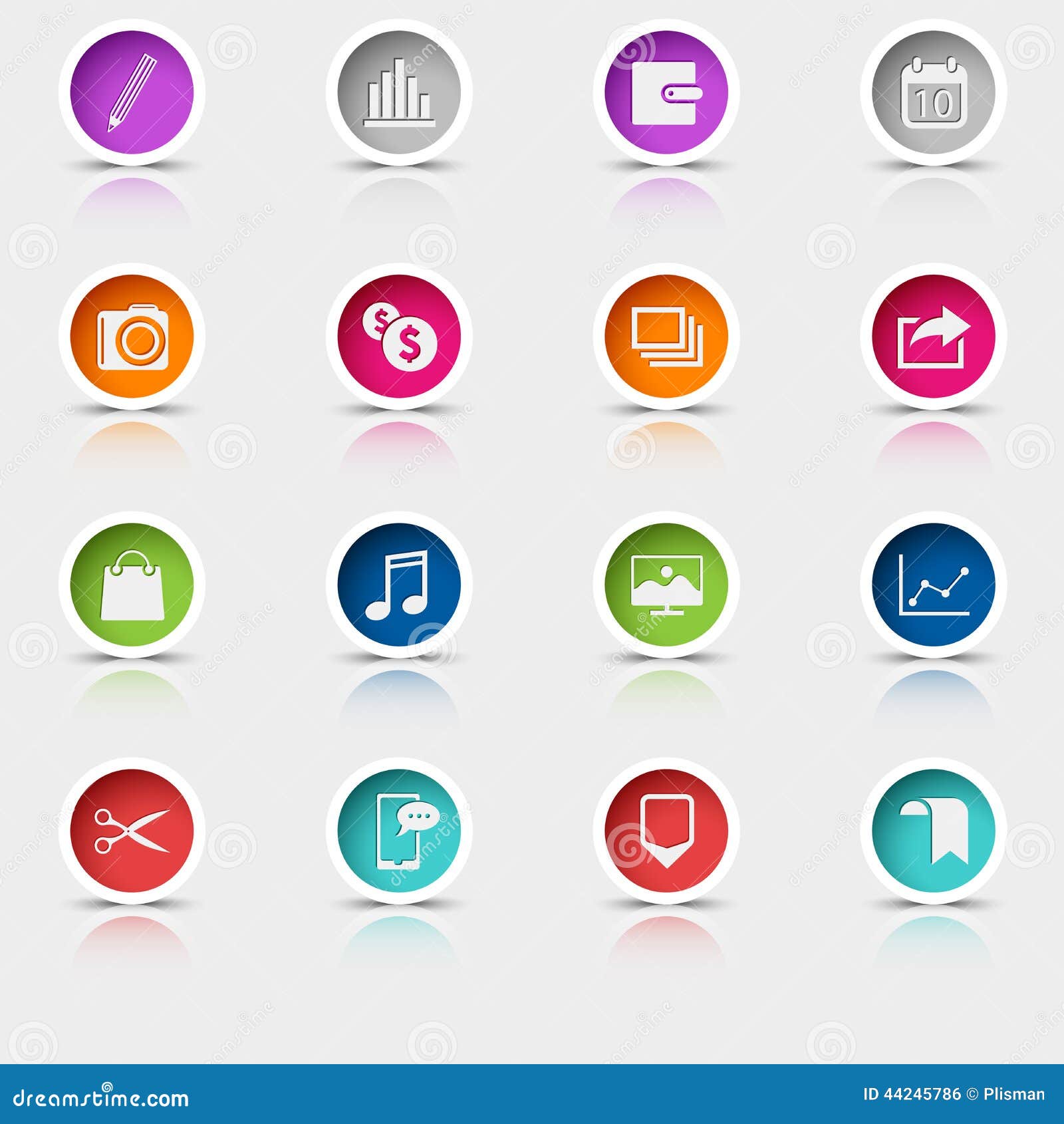 Colored Set Round Web Buttons Icons Element Stock Vector - Illustration ...