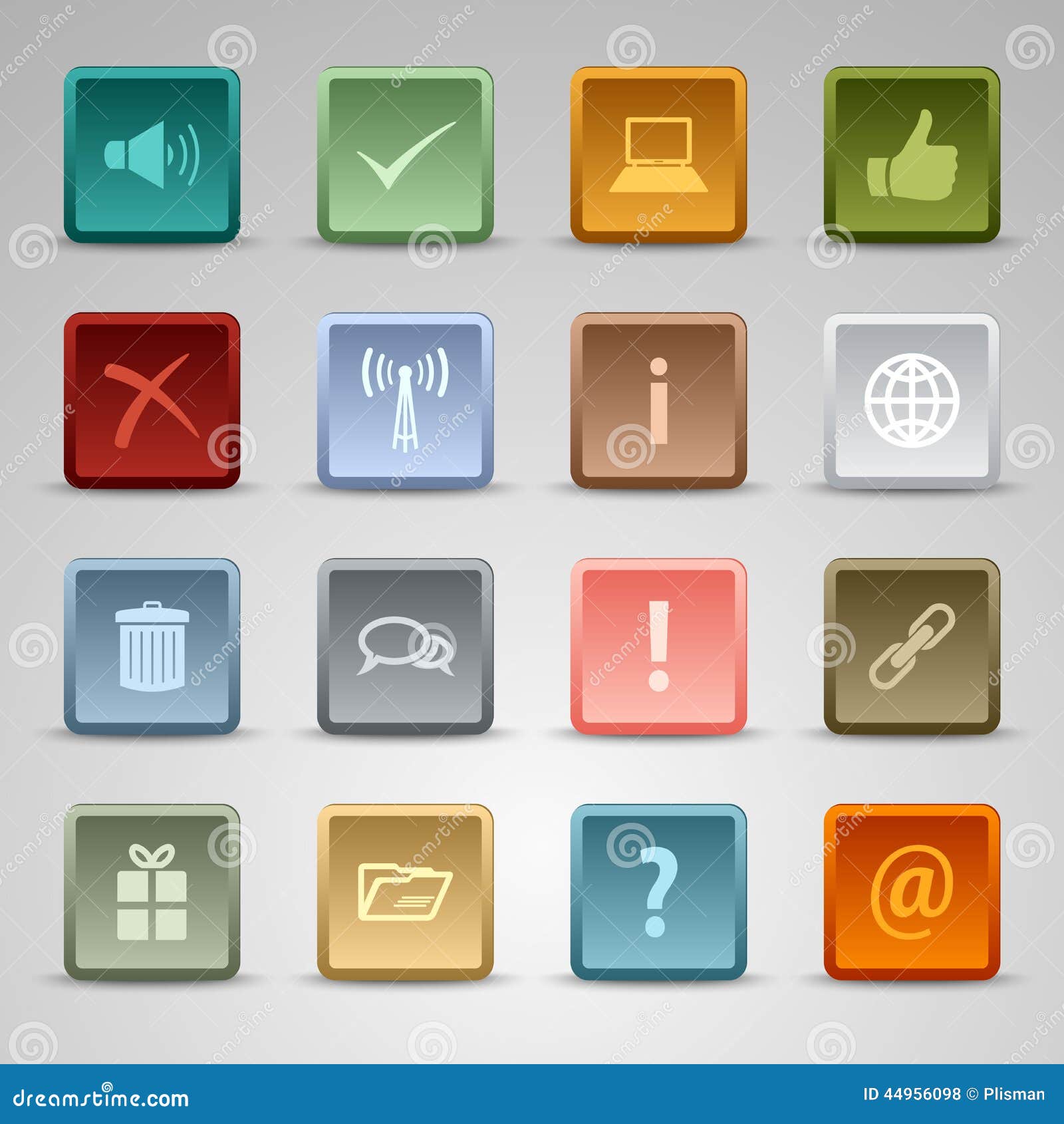 Colored Set Square Web Buttons Template Stock Vector - Illustration of ...