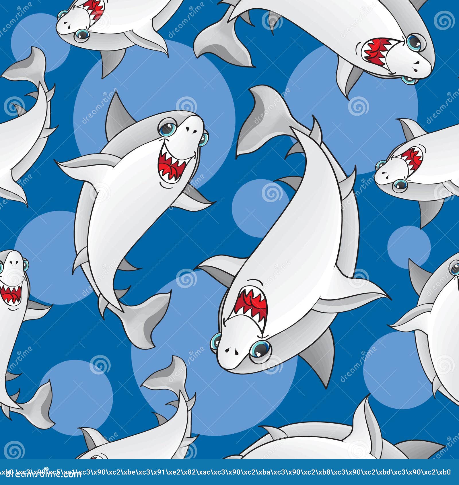 Colored Sharks in Retro Style, Seamless Pattern Stock Vector ...