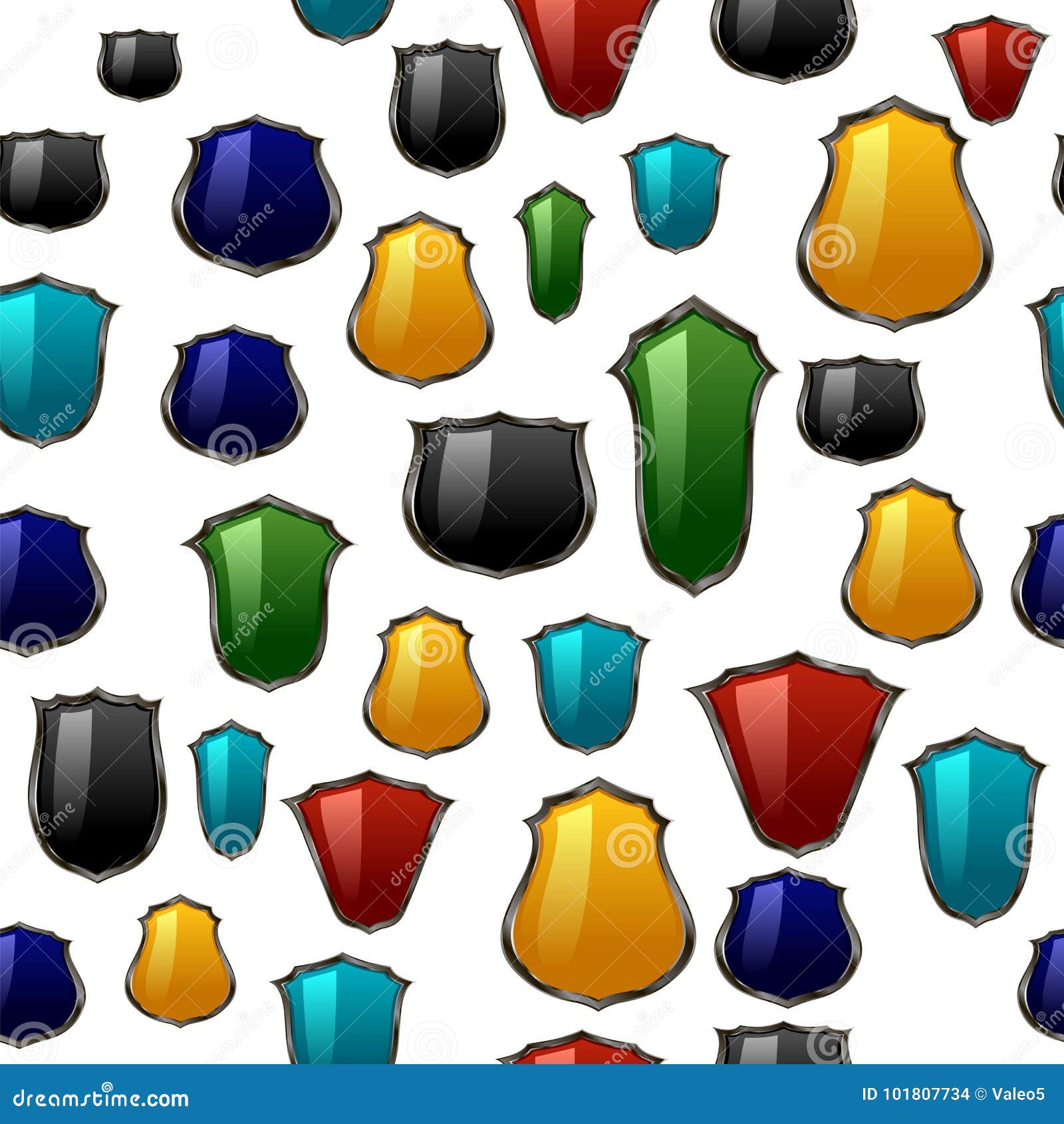 Colored Shield Seamless Pattern Stock Illustration - Illustration of ...