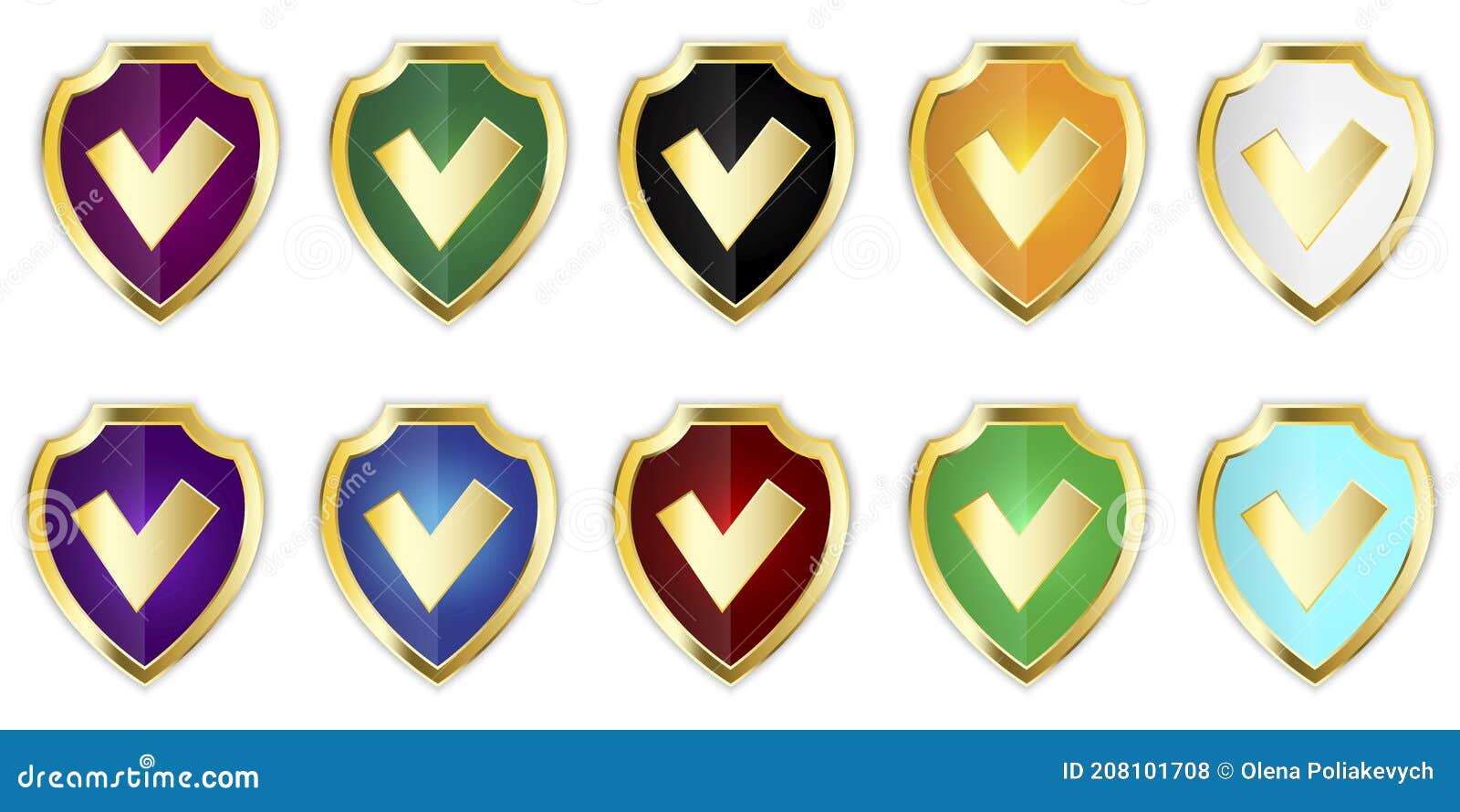 Colored Shields with Check Marks. Colored Shields. Protection Icon ...