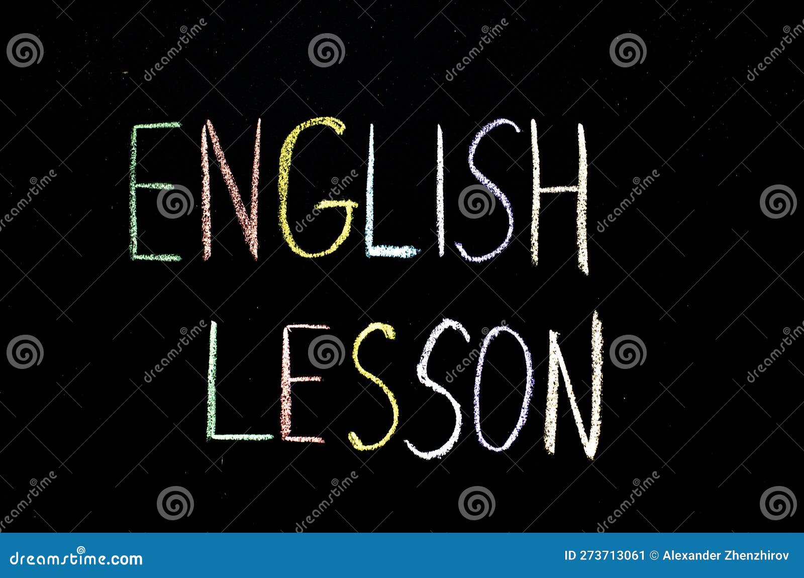 Colored Sign English Lesson on Blackboard. Stock Image - Image of ...