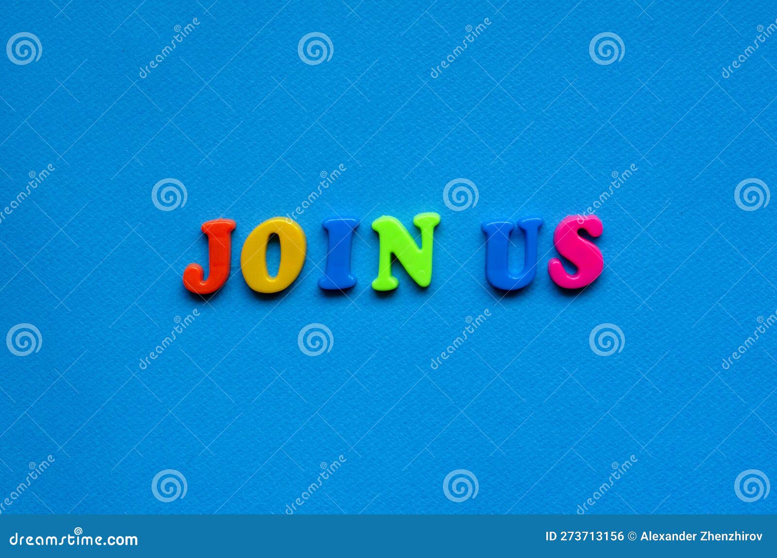 Colored Sign Join Us on Blue Paper Blackboard Stock Photo - Image of ...