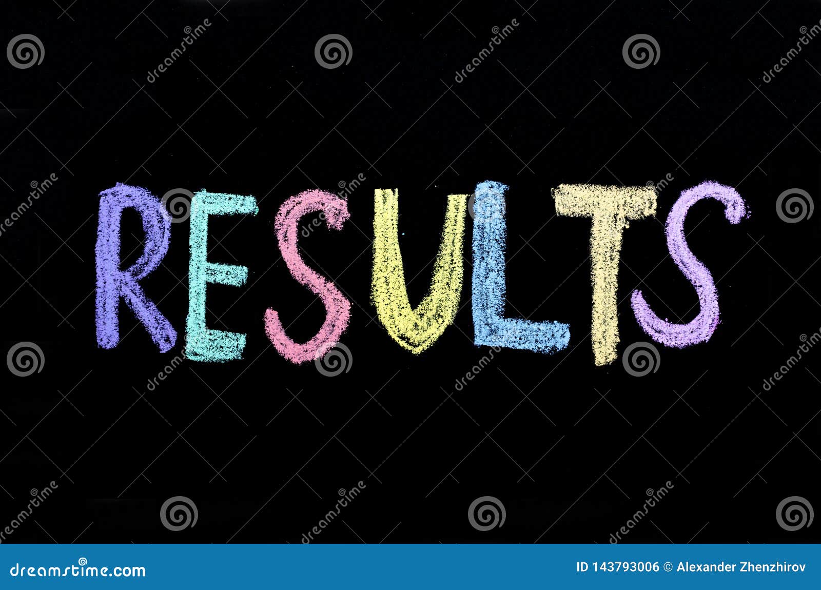 Colored Sign Results on Chalkboard Stock Photo - Image of background ...