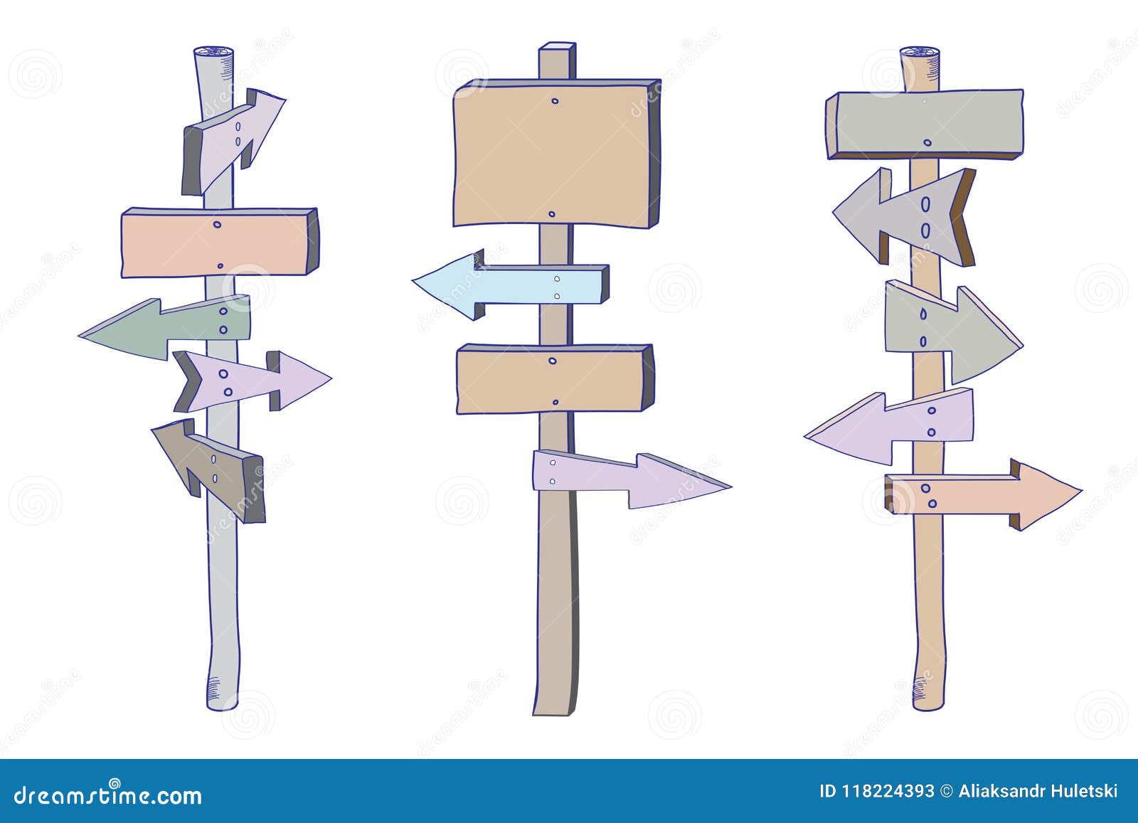 Signposts With Colored Arrows Vector Illustration | CartoonDealer.com ...