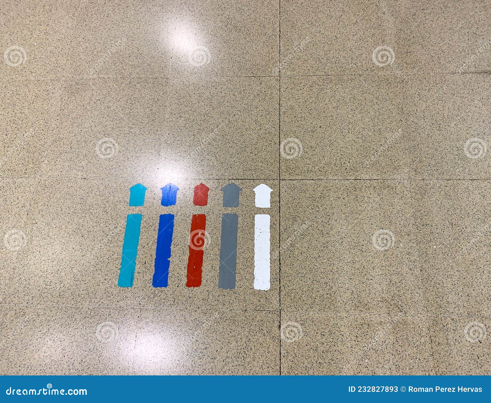 Colored Signs in the Form of Arrows Painted on the Ground Stock Image ...
