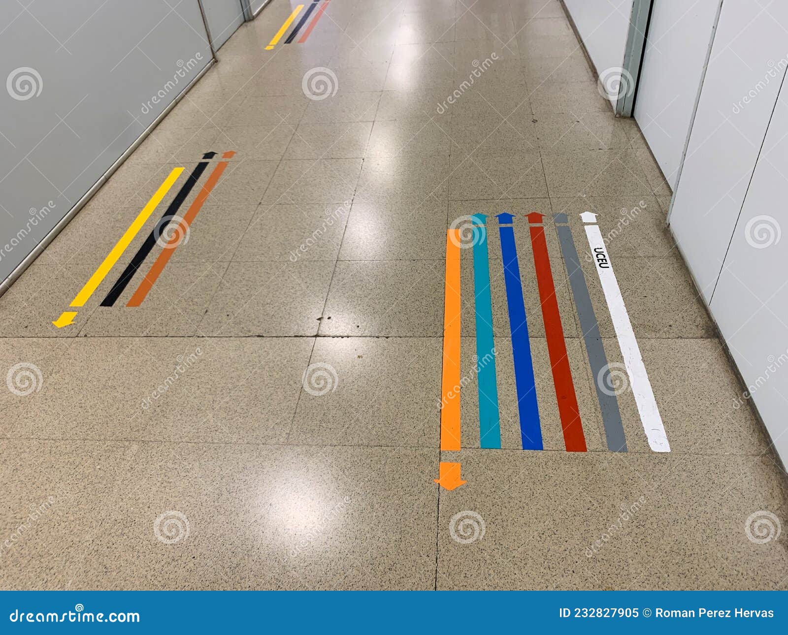 Colored Signs in the Form of Arrows Painted on the Ground Stock Image ...