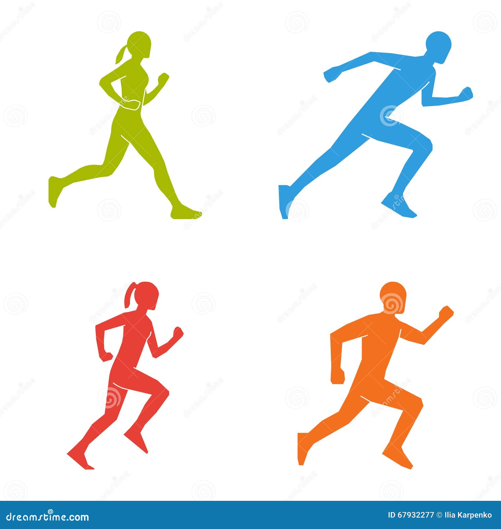 Colored Silhouettes of Runners. Flat Figures Marathoner. Stock ...