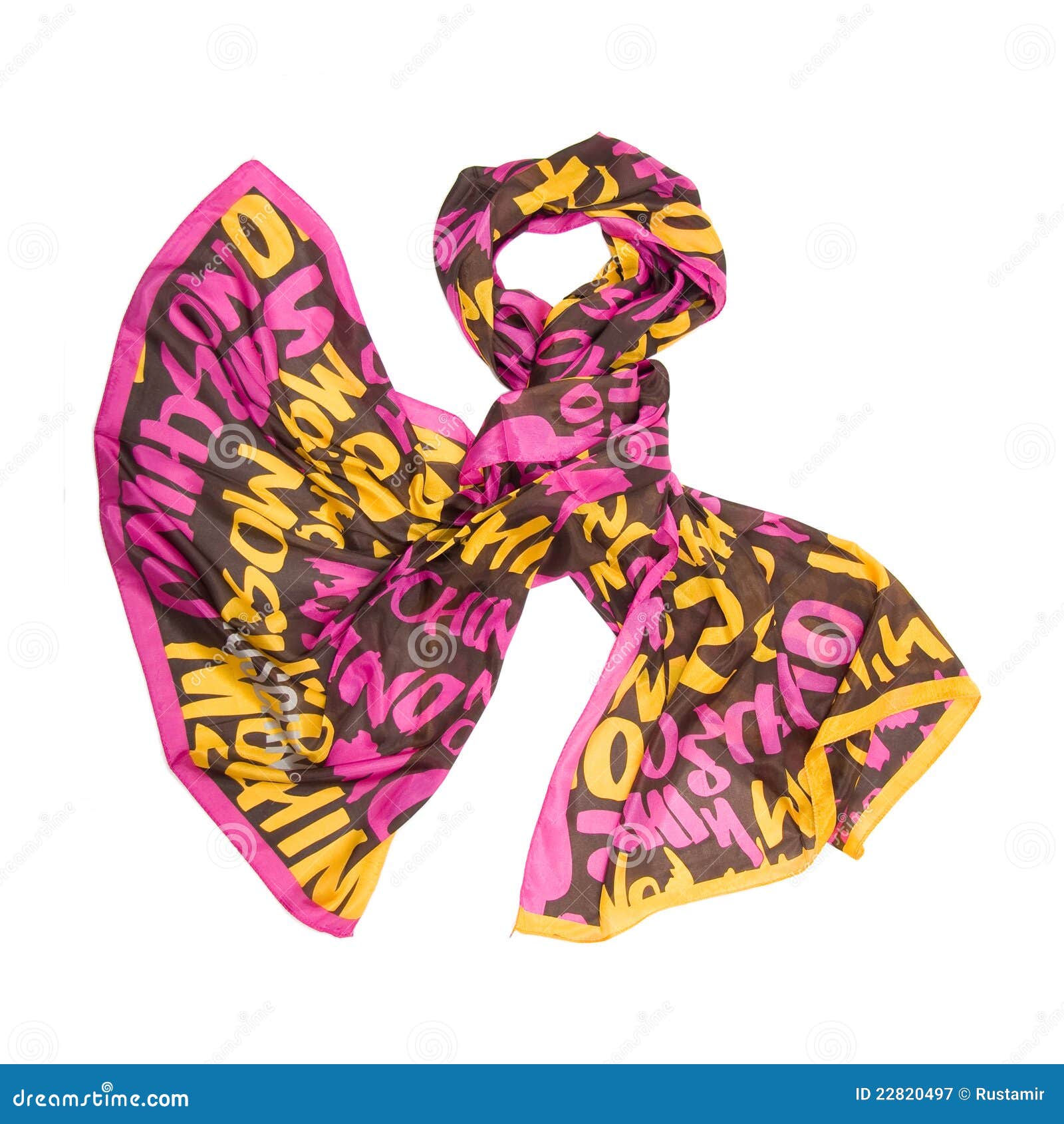 Colored Silk Scarf on White Background Stock Image - Image of color ...