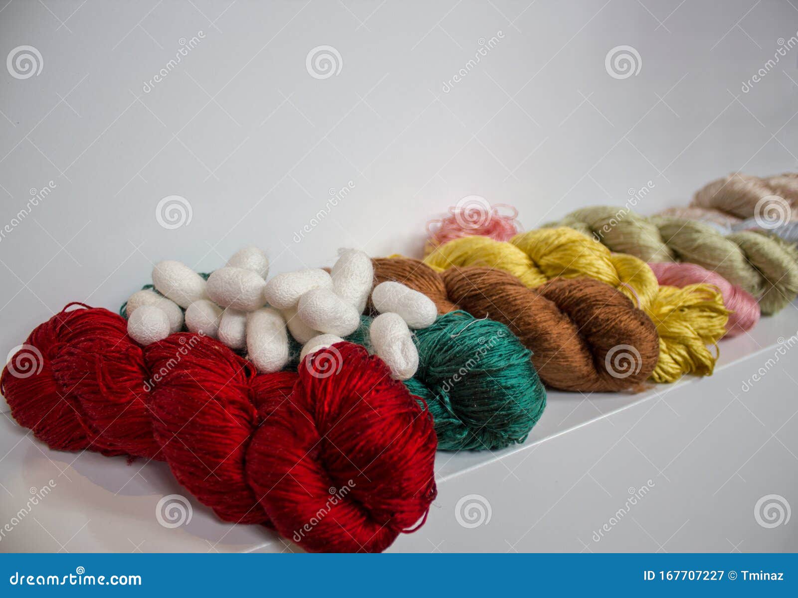 Colored Silk Threads and Silk Cocoons Stock Image - Image of animal ...