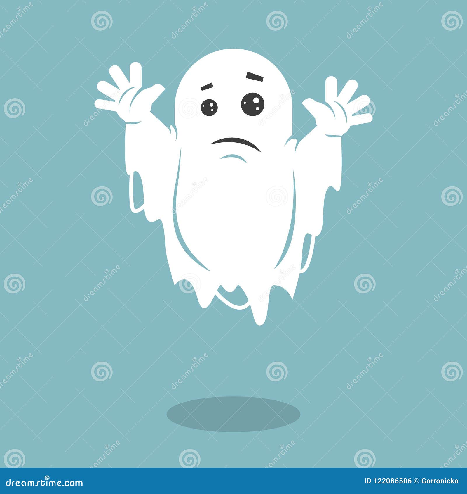 Simple Flat Art Vector Illustration of a Sad Ghost Stock Illustration ...
