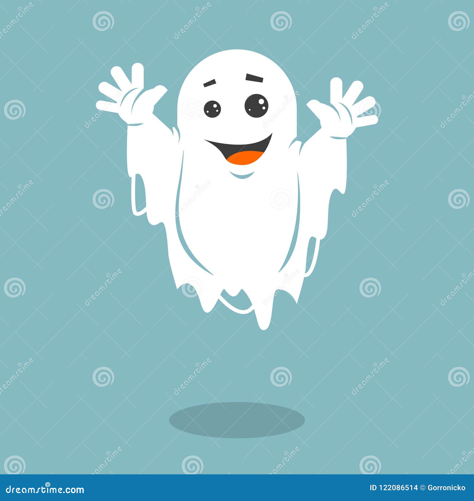 Simple Flat Art Vector Illustration of a Smiling Ghost Stock ...
